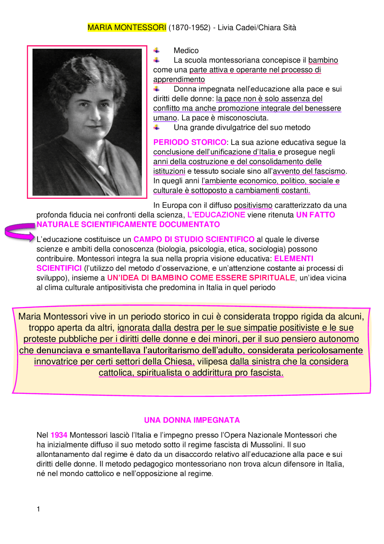 Maria Montessori Libro Figure Delleducazione Nel Mondo Docsity