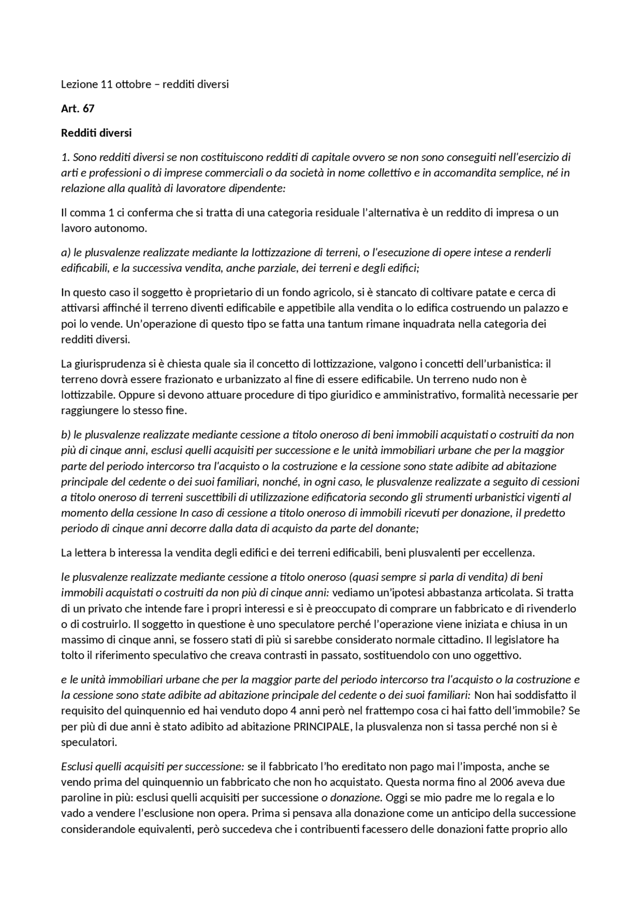 Appunti Lezione Diritto Tributario Progredito 11 Ottobre 2021 Sui