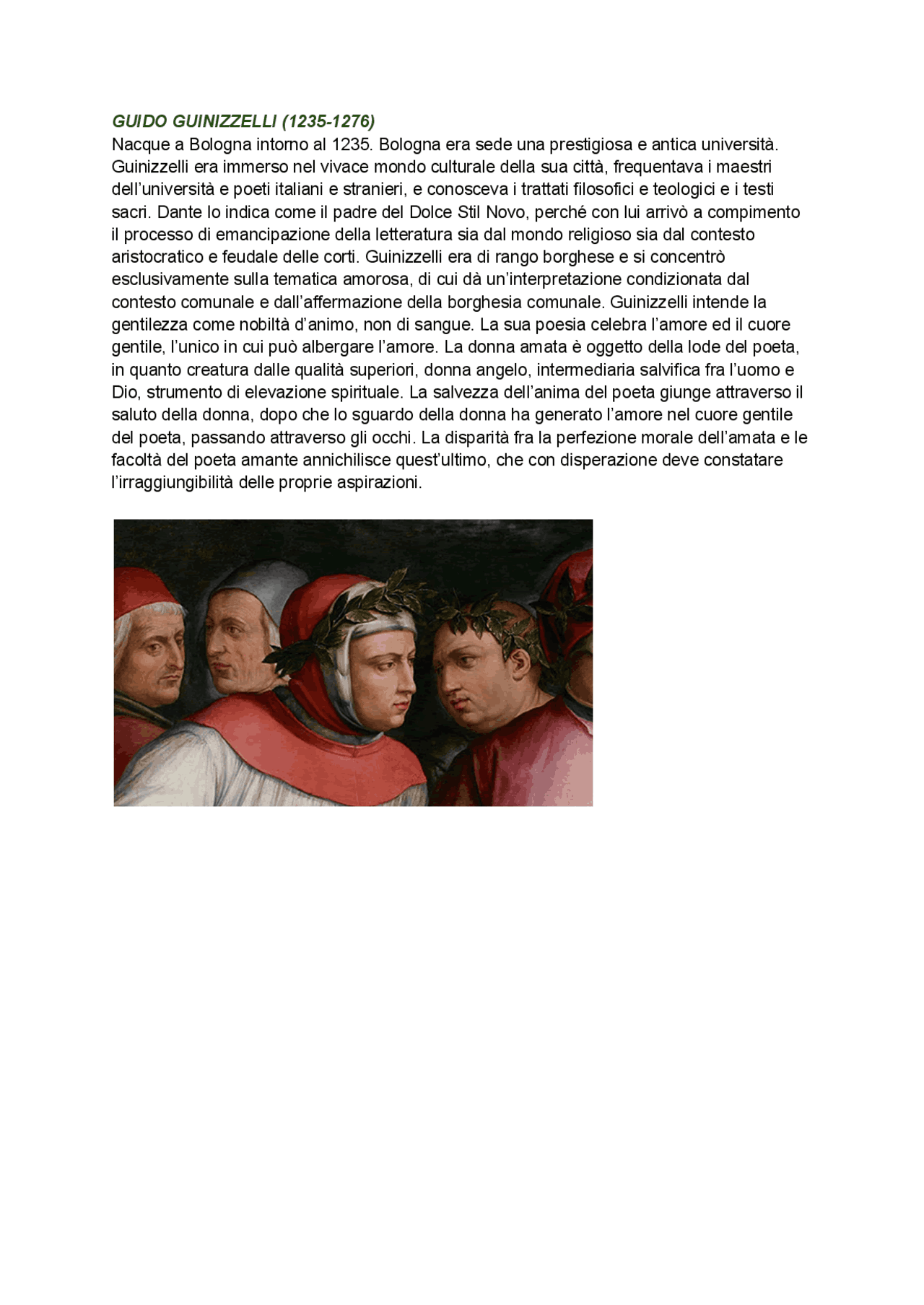 Biografia Di Guido Guinizzelli Docsity