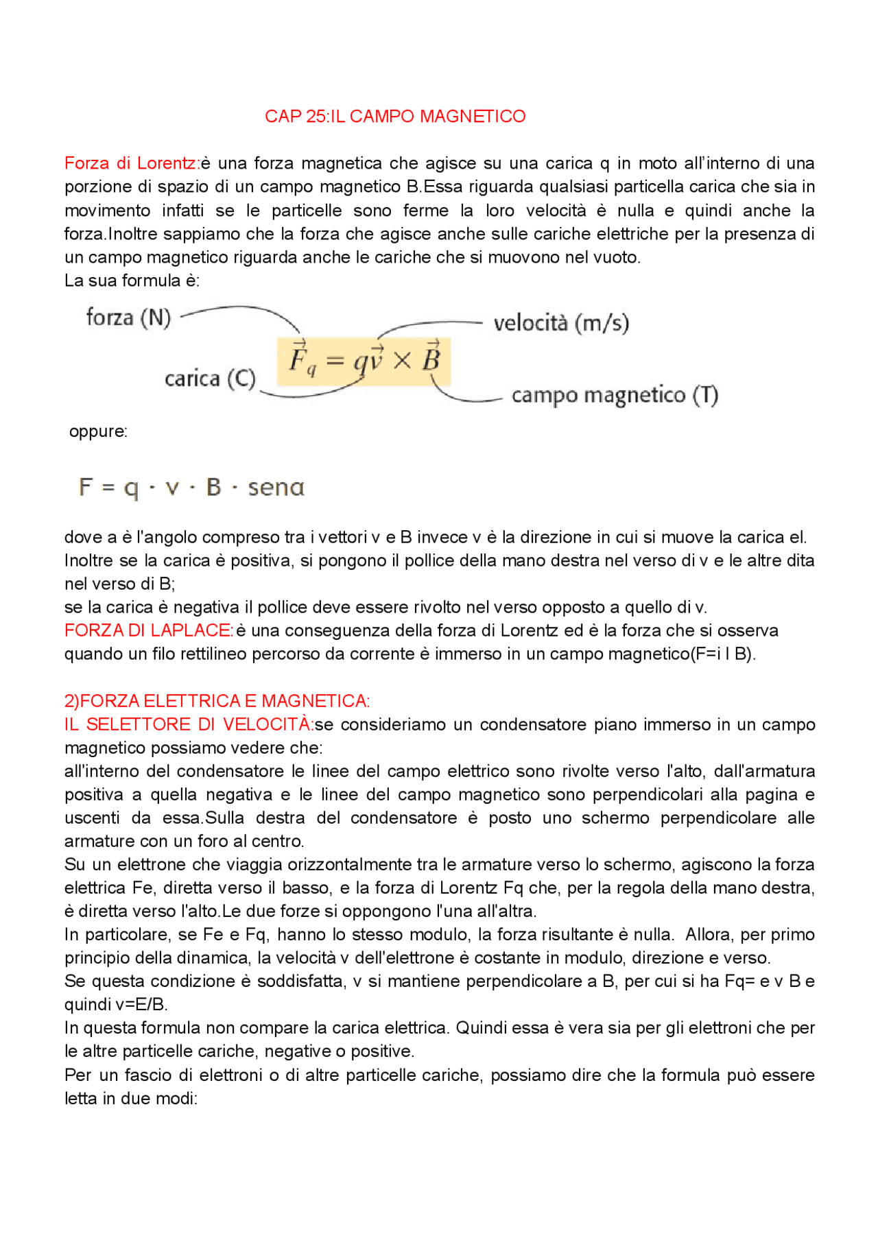 Appunti Sul Campo Magnetico Docsity