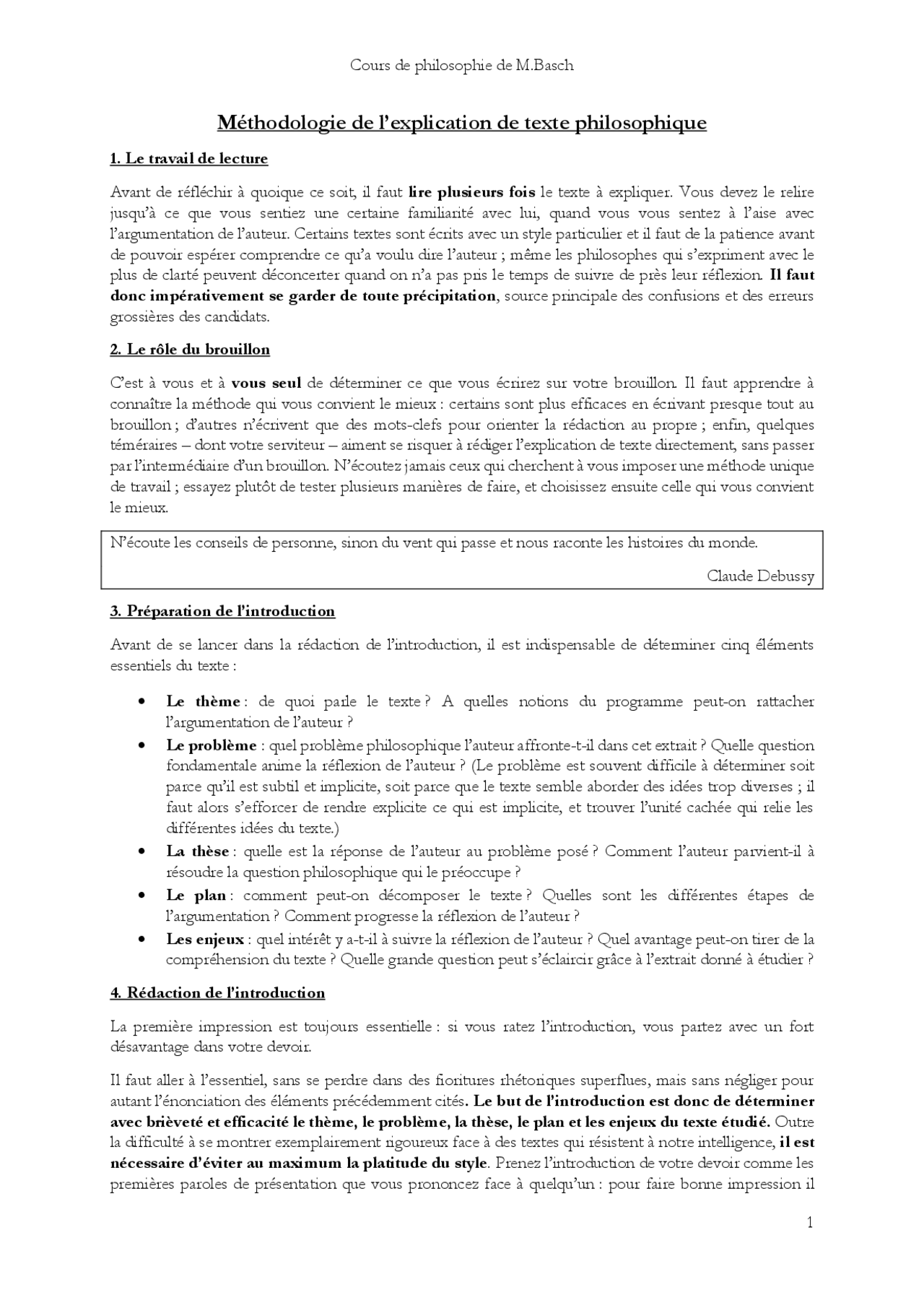 Méthodologie De Lexplication De Texte Philosophique Docsity