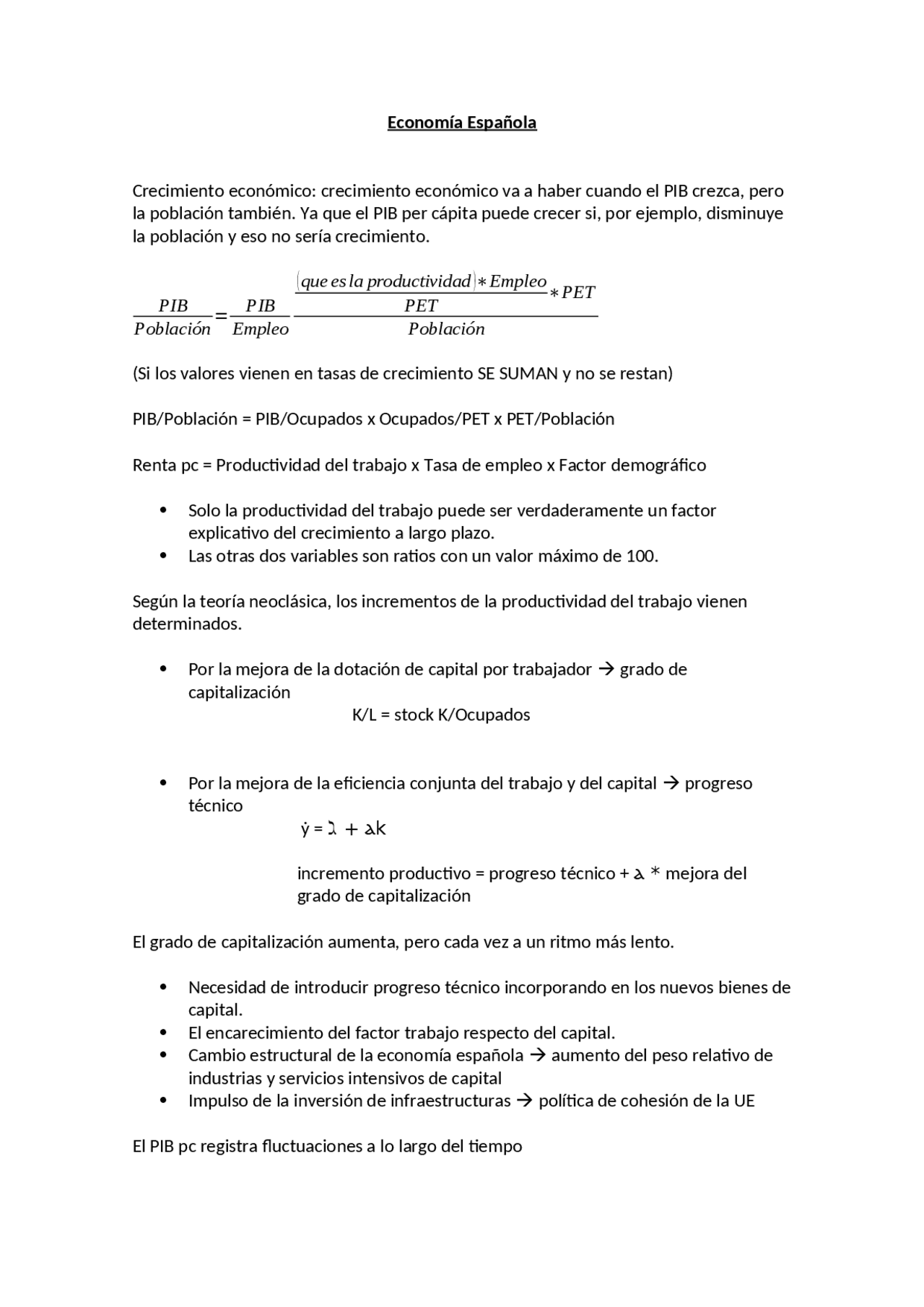 Resumen Conceptos And Ejercicios Economía Española Docsity