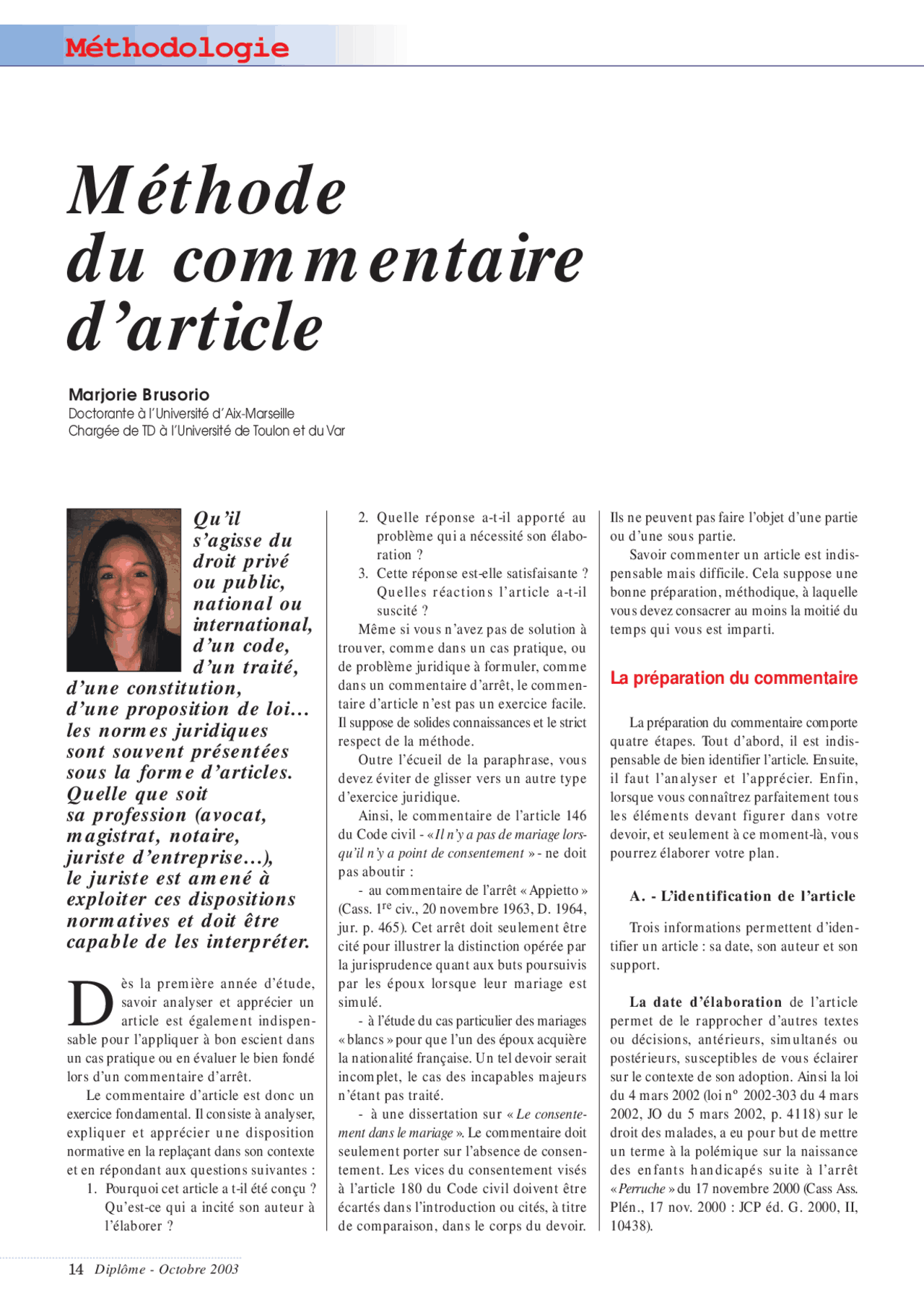 Méthode du commentaire d’article - Docsity