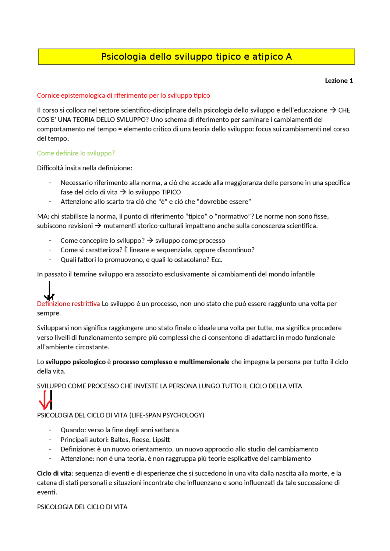 Appunti Sviluppo Tipico E Atipico Mod A Docsity