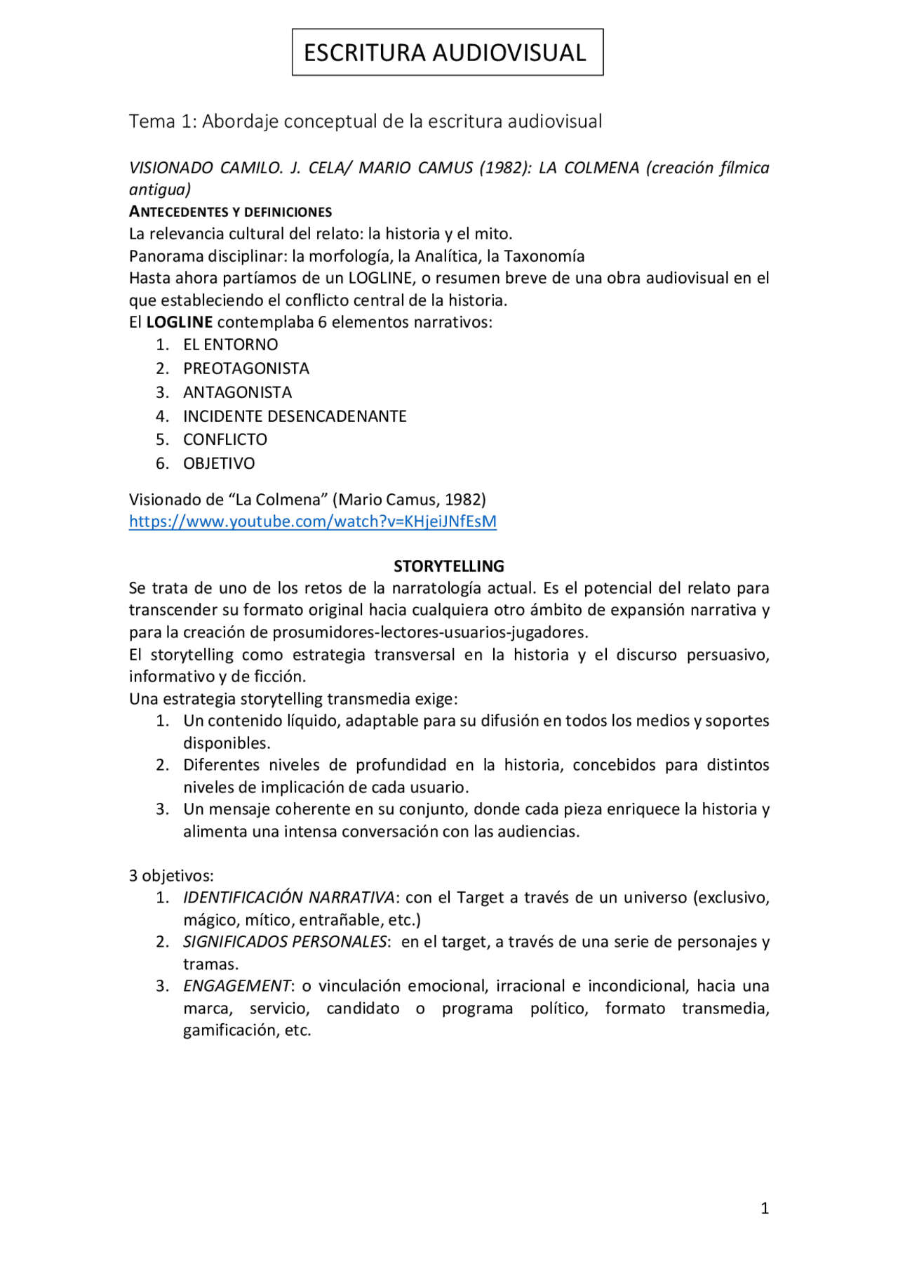 Apuntes Escritura Audiovisual Apuntes De Lenguaje Audiovisual Docsity