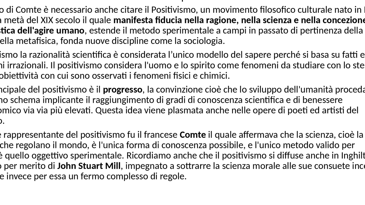 Comte Ed Il Positivismo Docsity