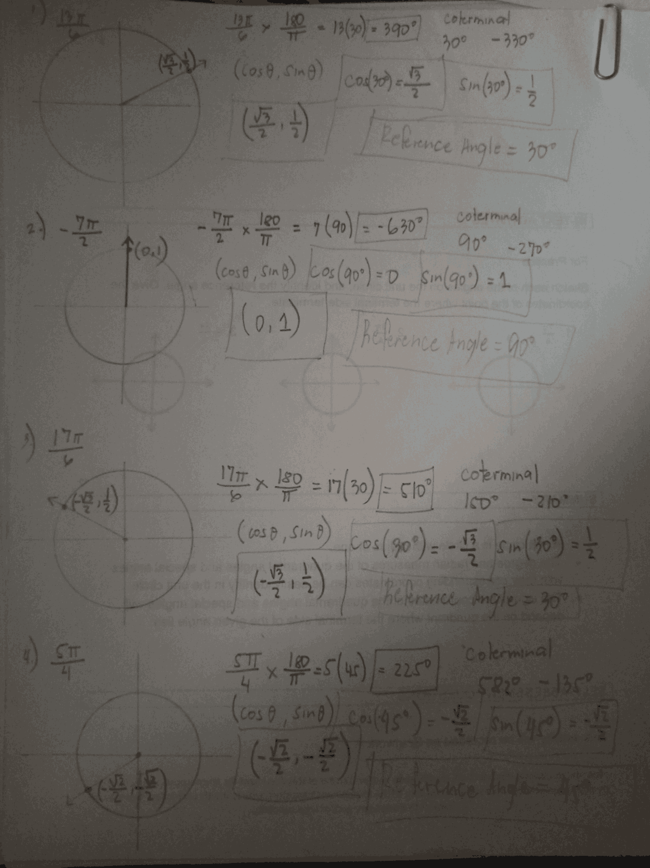 Pre Calculus Unit Circle Docsity