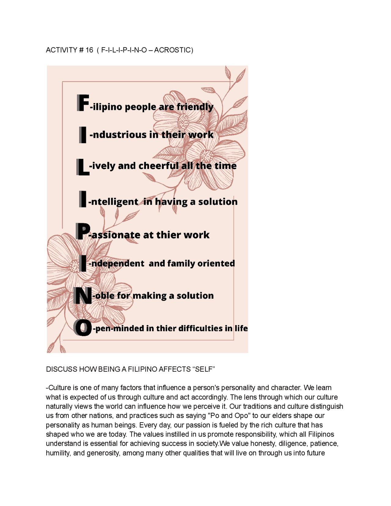 Activity 16: Acrostic - Docsity