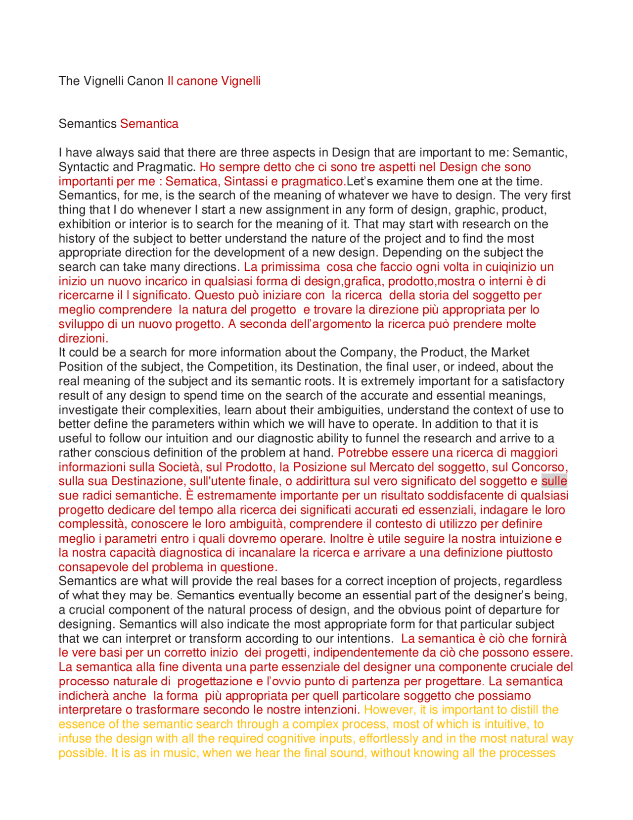 Canone Vignelli Traduzione Dallinglese A Italiano Docsity