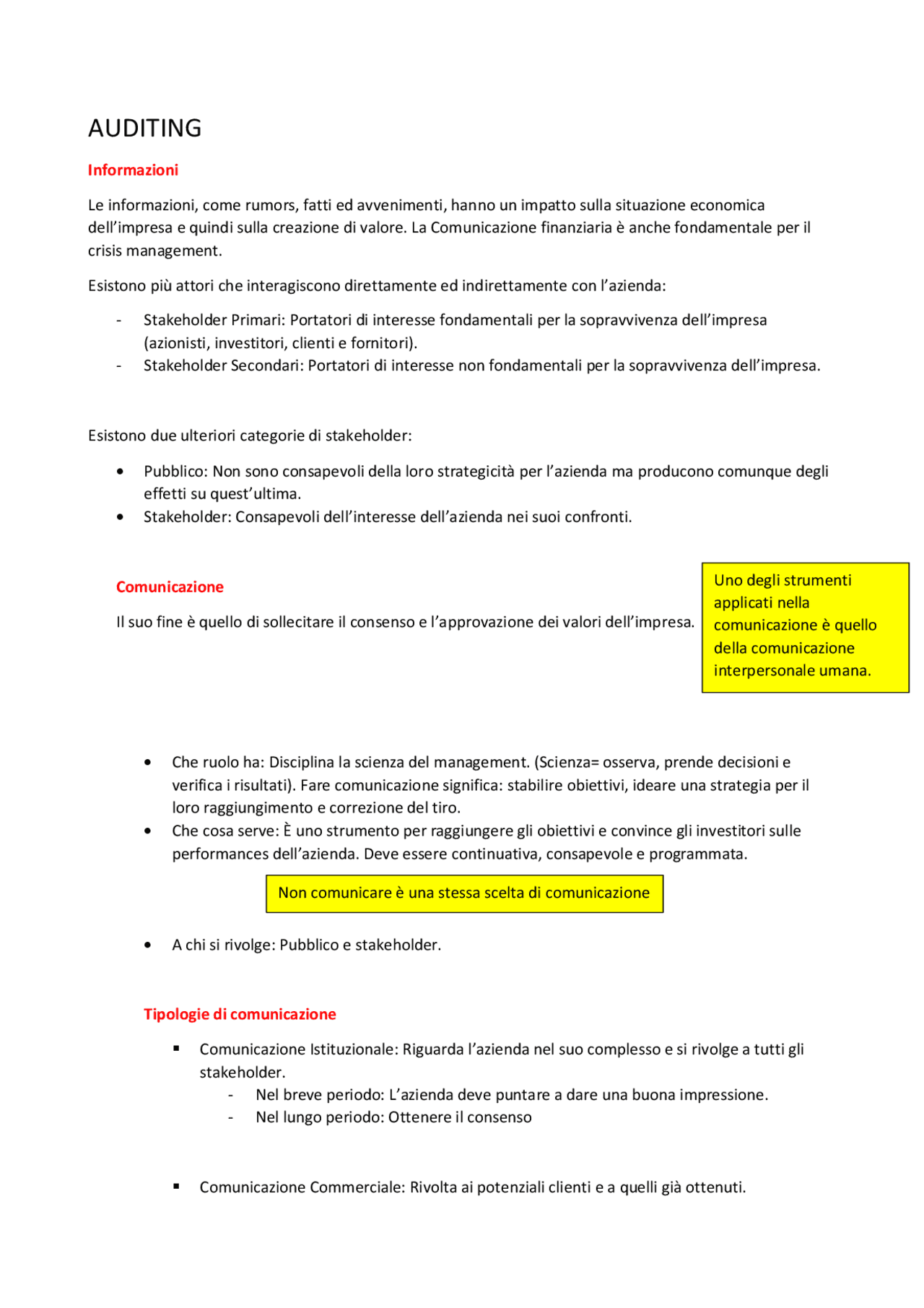 Appunti Auditing E Reporting Docsity