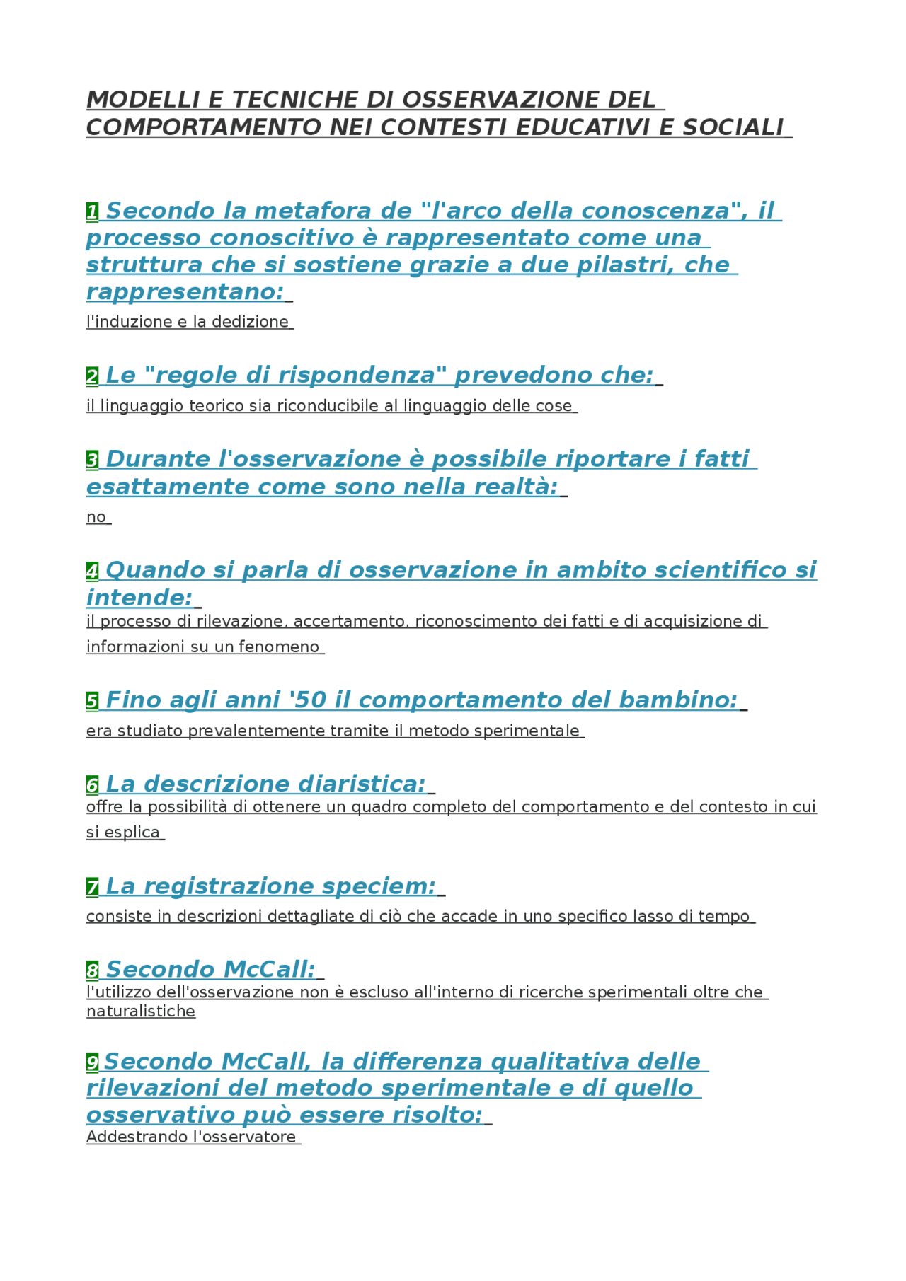 Test Modelli E Tecniche Di Osservazione Del Comportamento Nei Contesti
