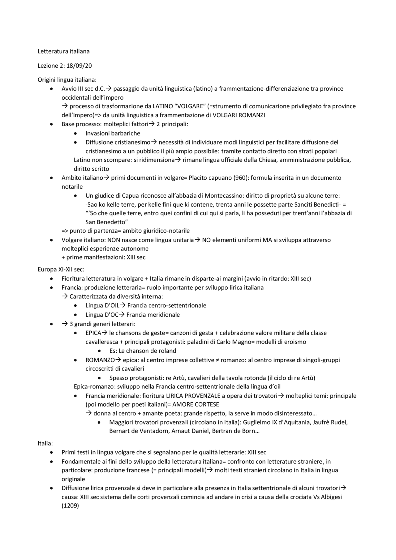 Appunti Del Modulo A Di Letteratura Italiana Docsity