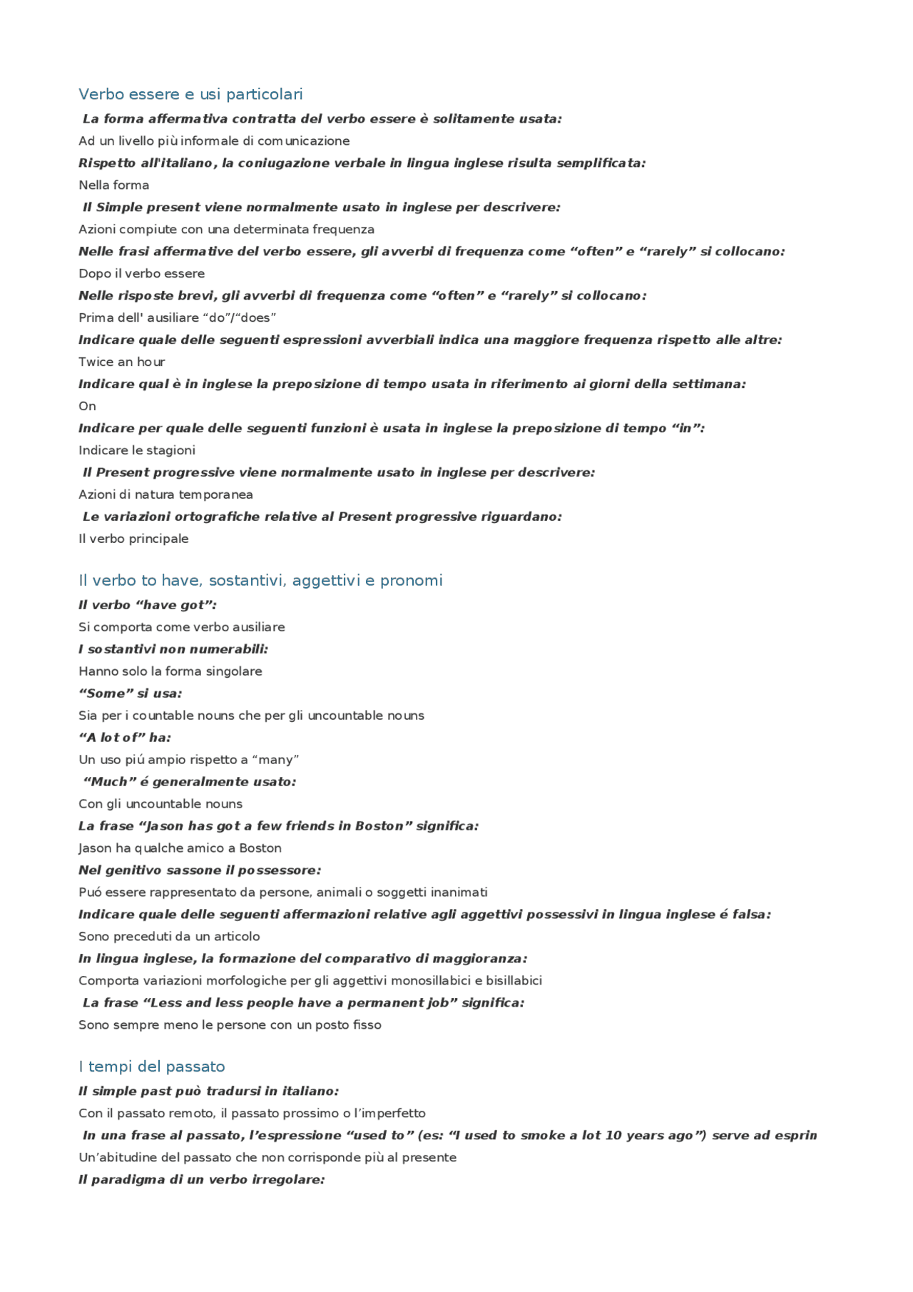 Unipegaso Lingua Inglese Corretto Docsity