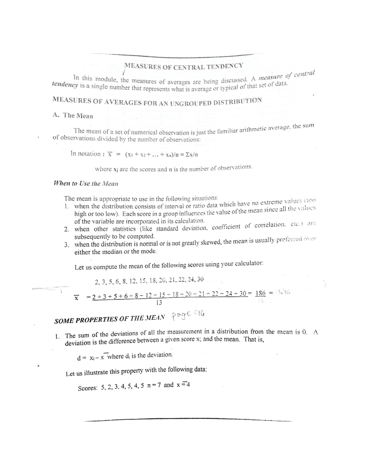 Mean, Median, and mode; Modern Mathematics - Docsity