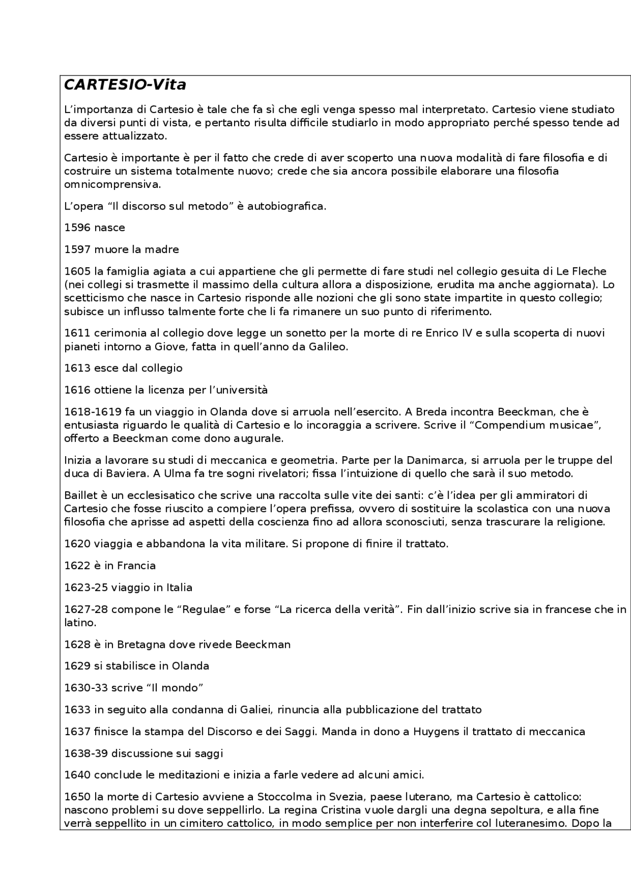 Riassunto Discorso Sul Metodo Docsity