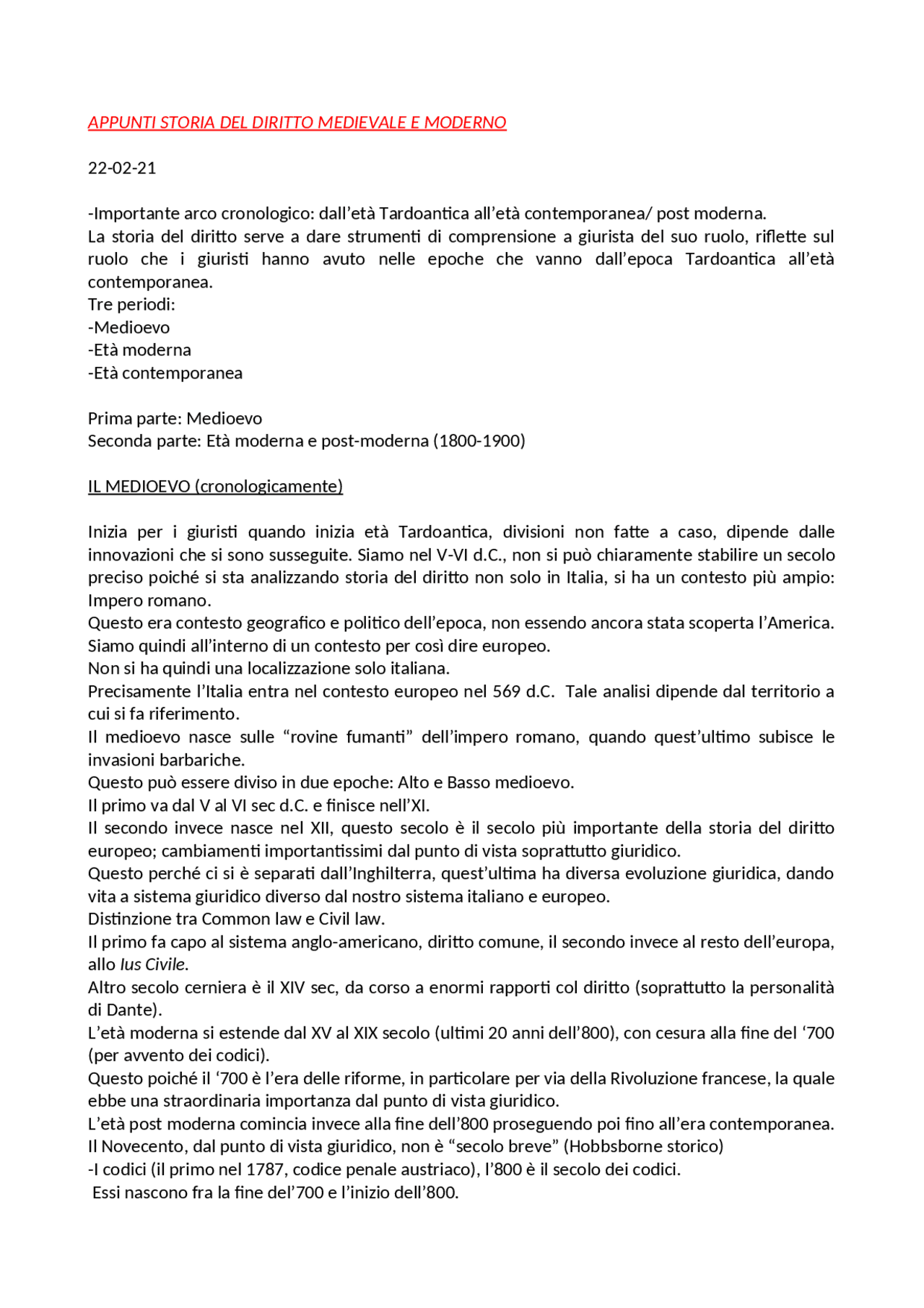Storia Del Diritto Docsity