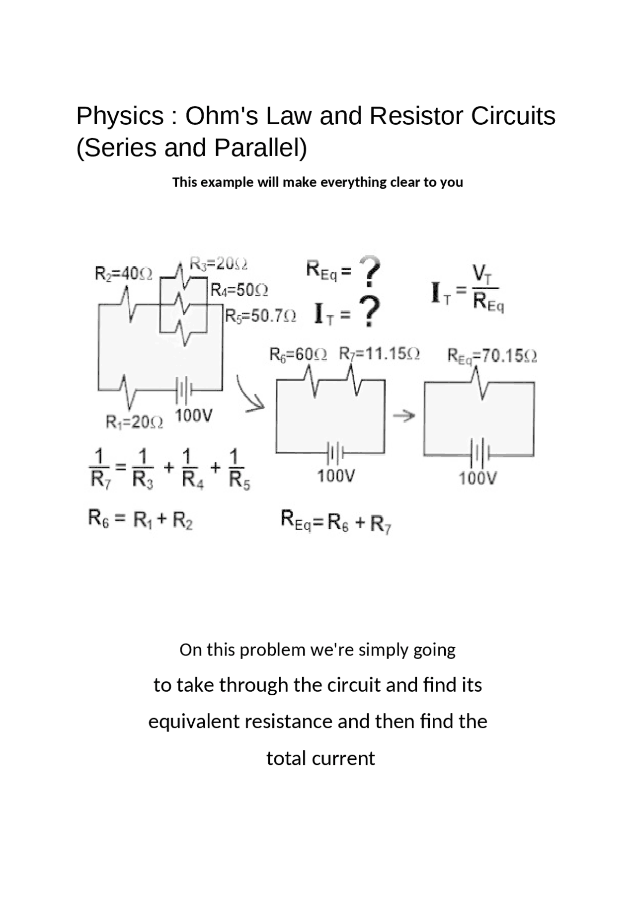 Physics Ohm's Law and Resistor Circuits (Series and Parallel) - Docsity