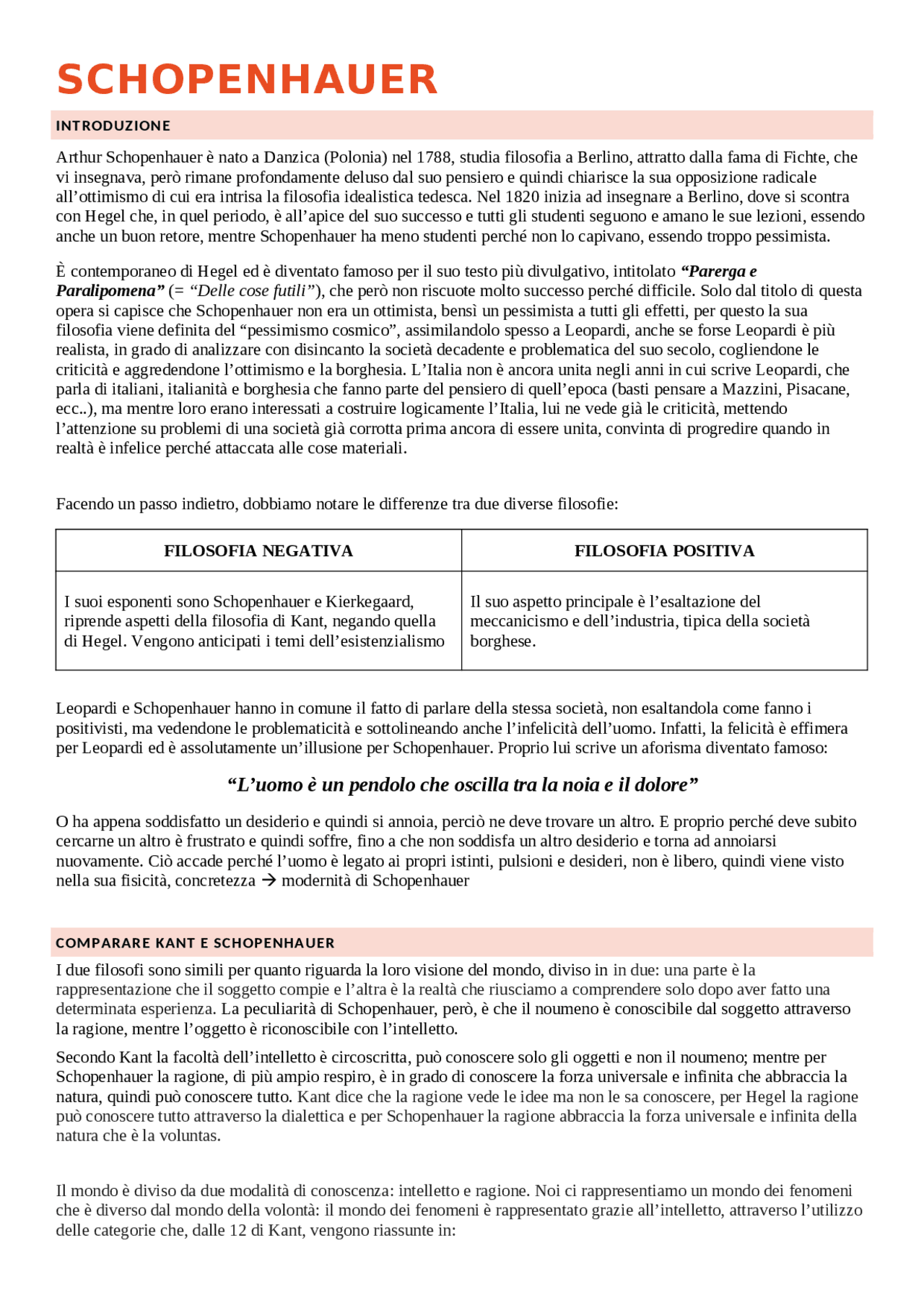 Appunti Schopenhauer E Kierkegaard Docsity