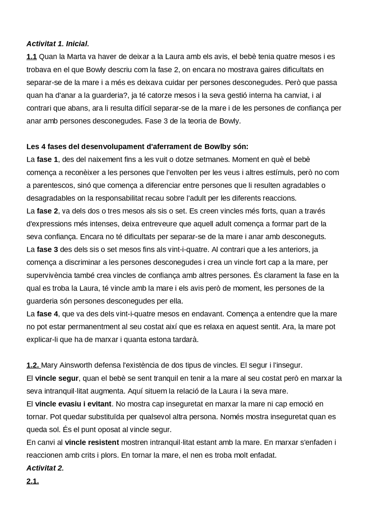 Pac A Desenvolupament A La Infància Docsity