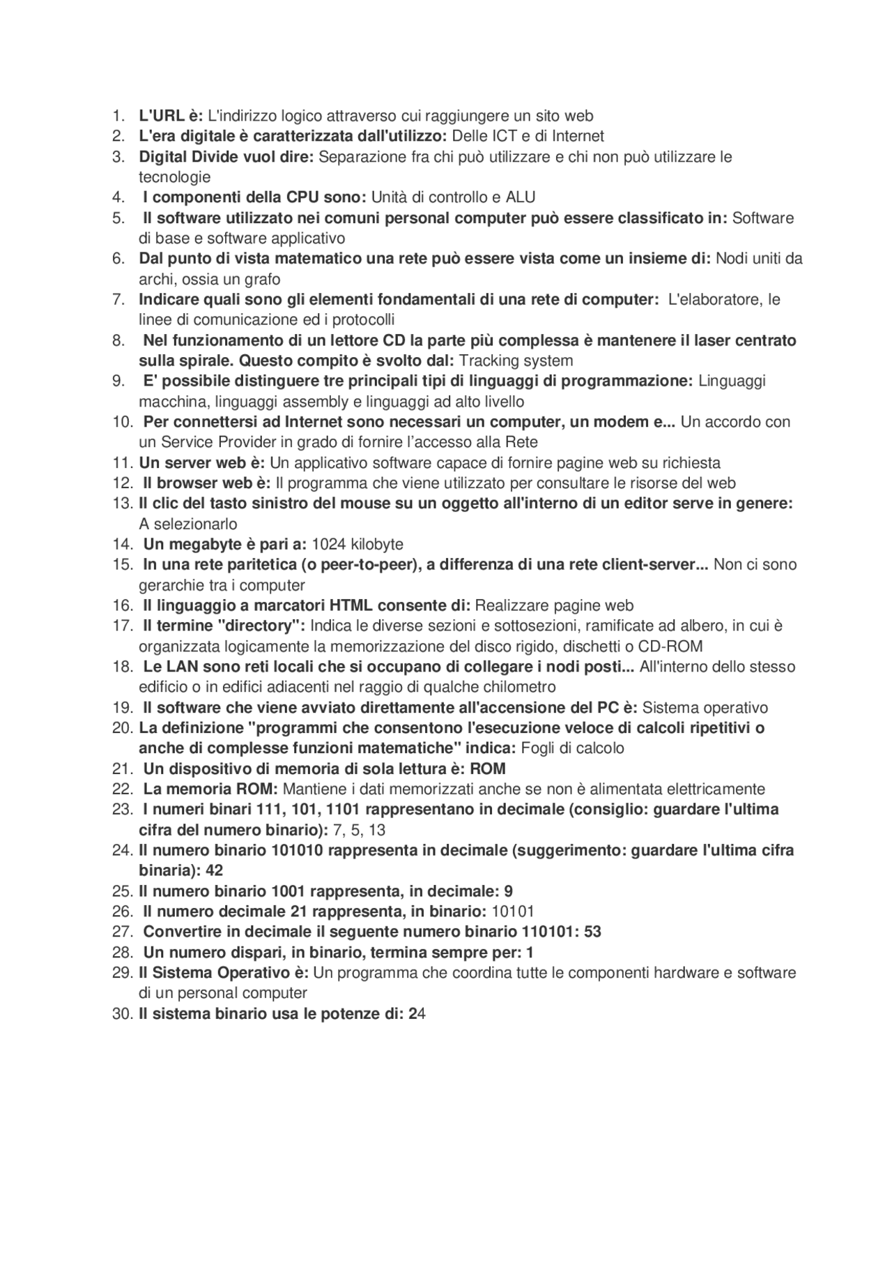 Prove Di Abilità Informatica Docsity