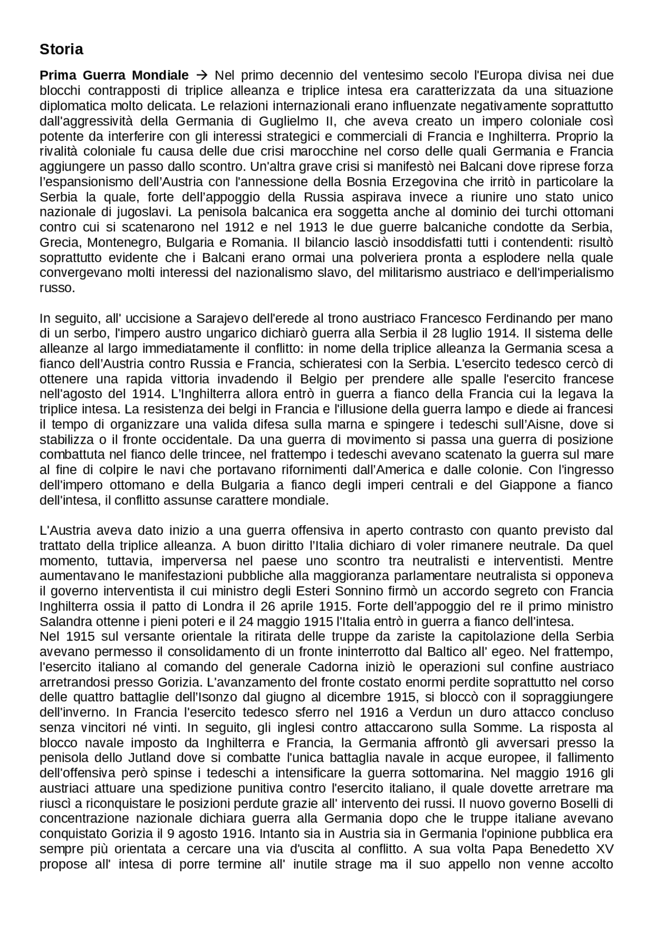 Storia Quinto Anno Docsity