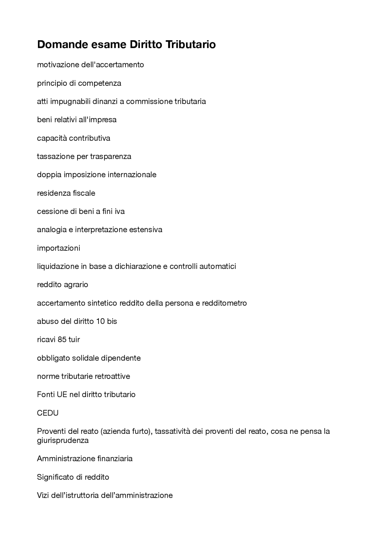 Domande Di Diritto Tributario Schemi E Mappe Concettuali Di Diritto
