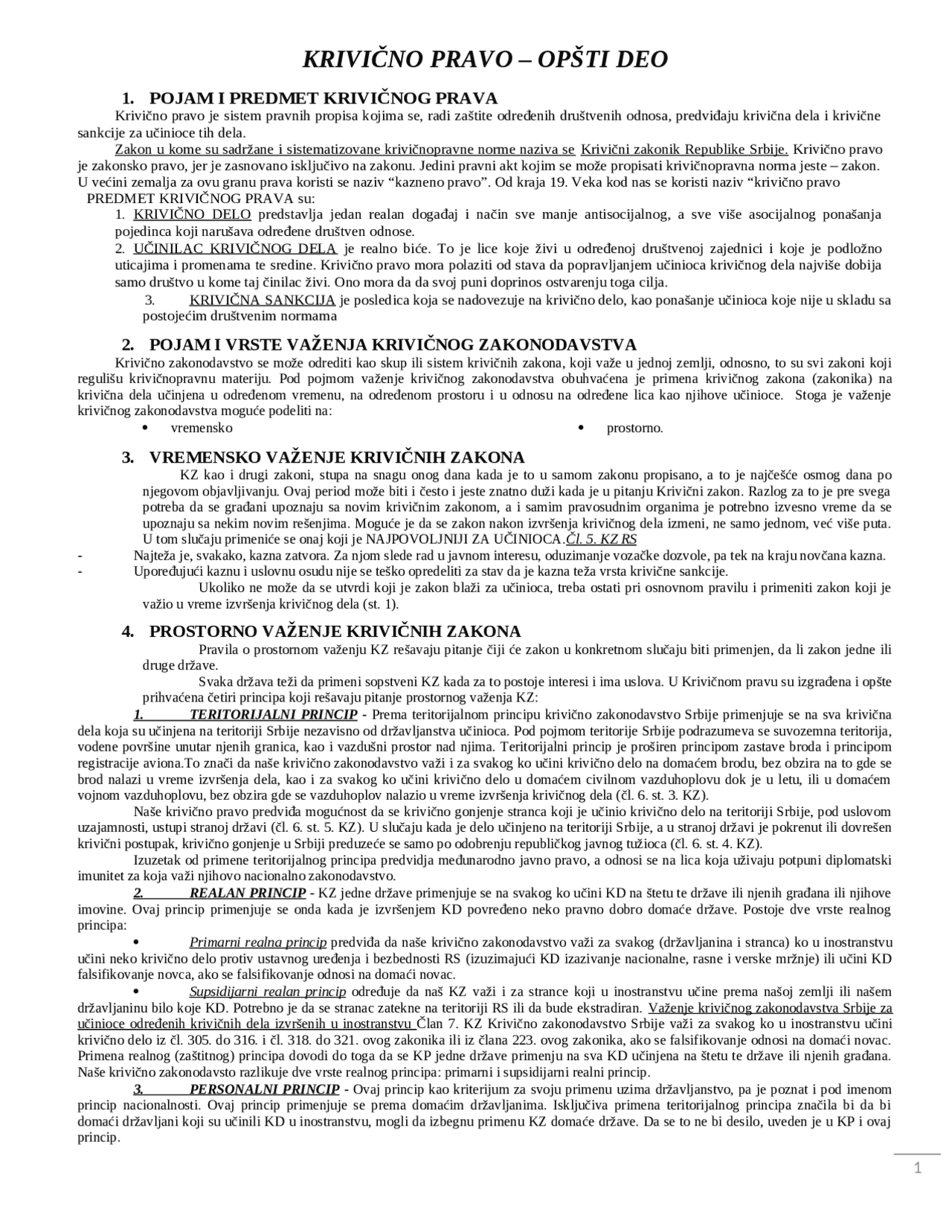 Krivično Pravo Opšti Deo Skripte Predlog Krivično Pravo Docsity