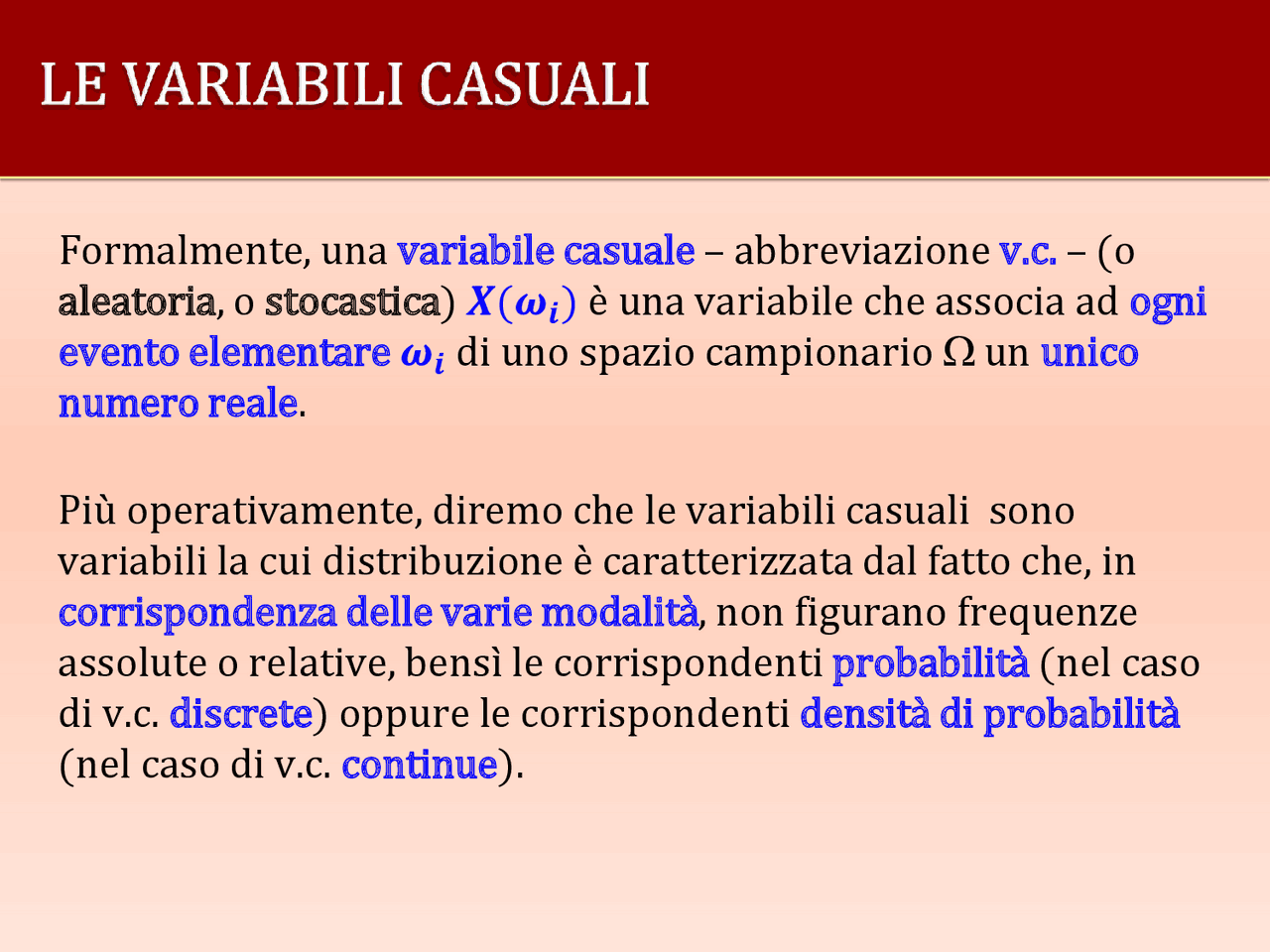 Variabili Casuali Spiegazione Docsity
