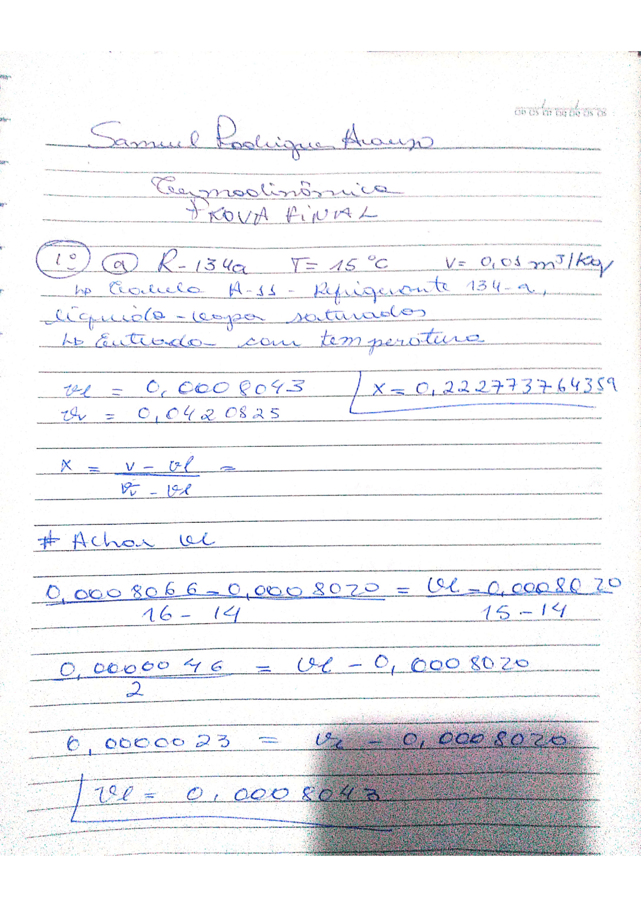 Prova Termodinâmica Tabelas Docsity