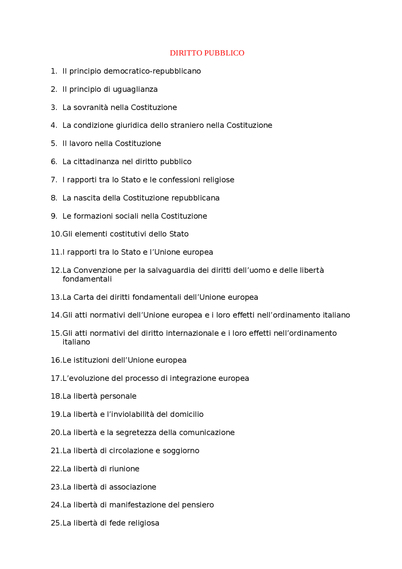 Risposte diritto pubblico - Docsity