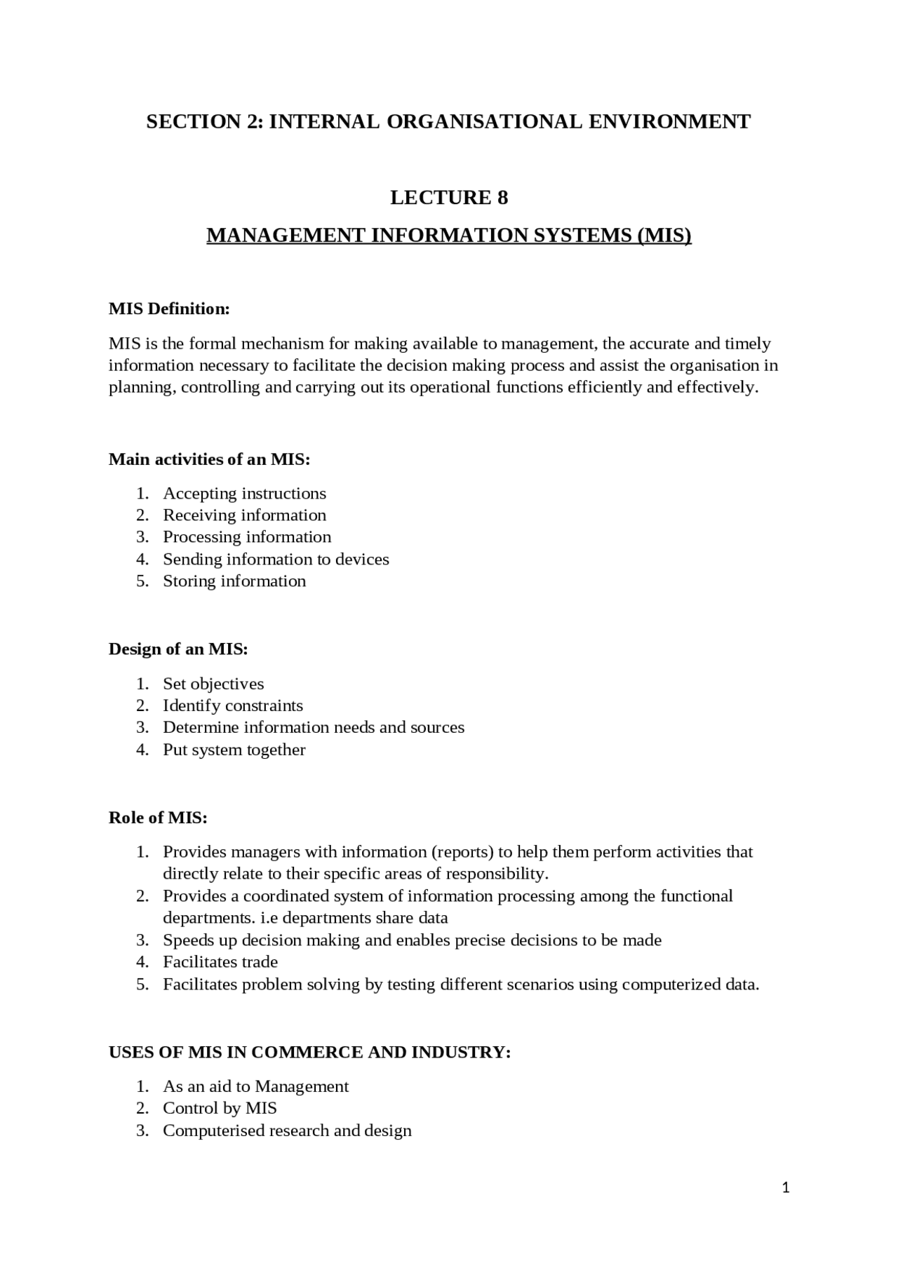 Management And Information System Docsity