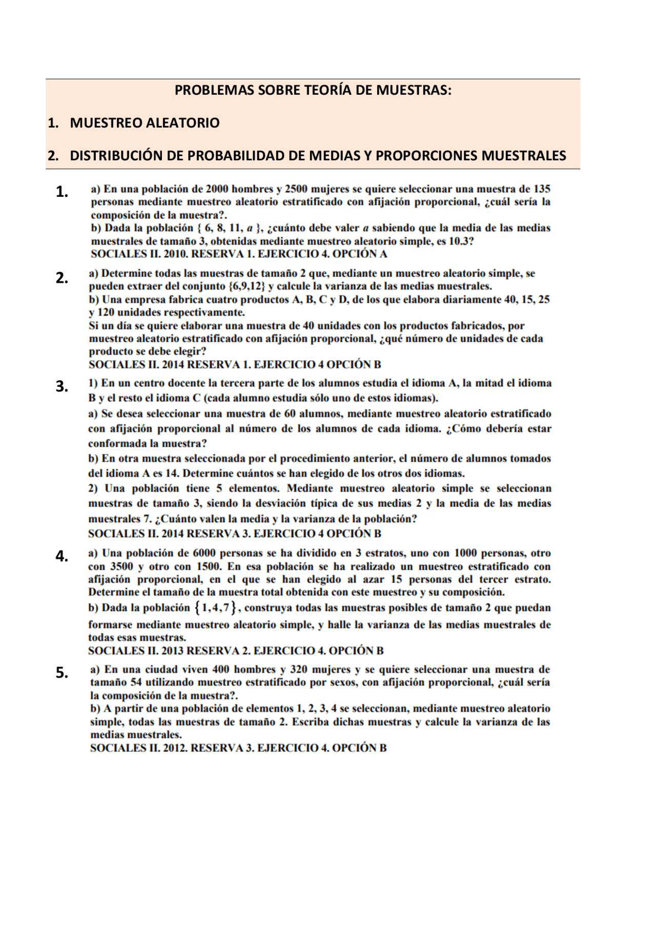 Ejercicios y problemas para repasar - Docsity