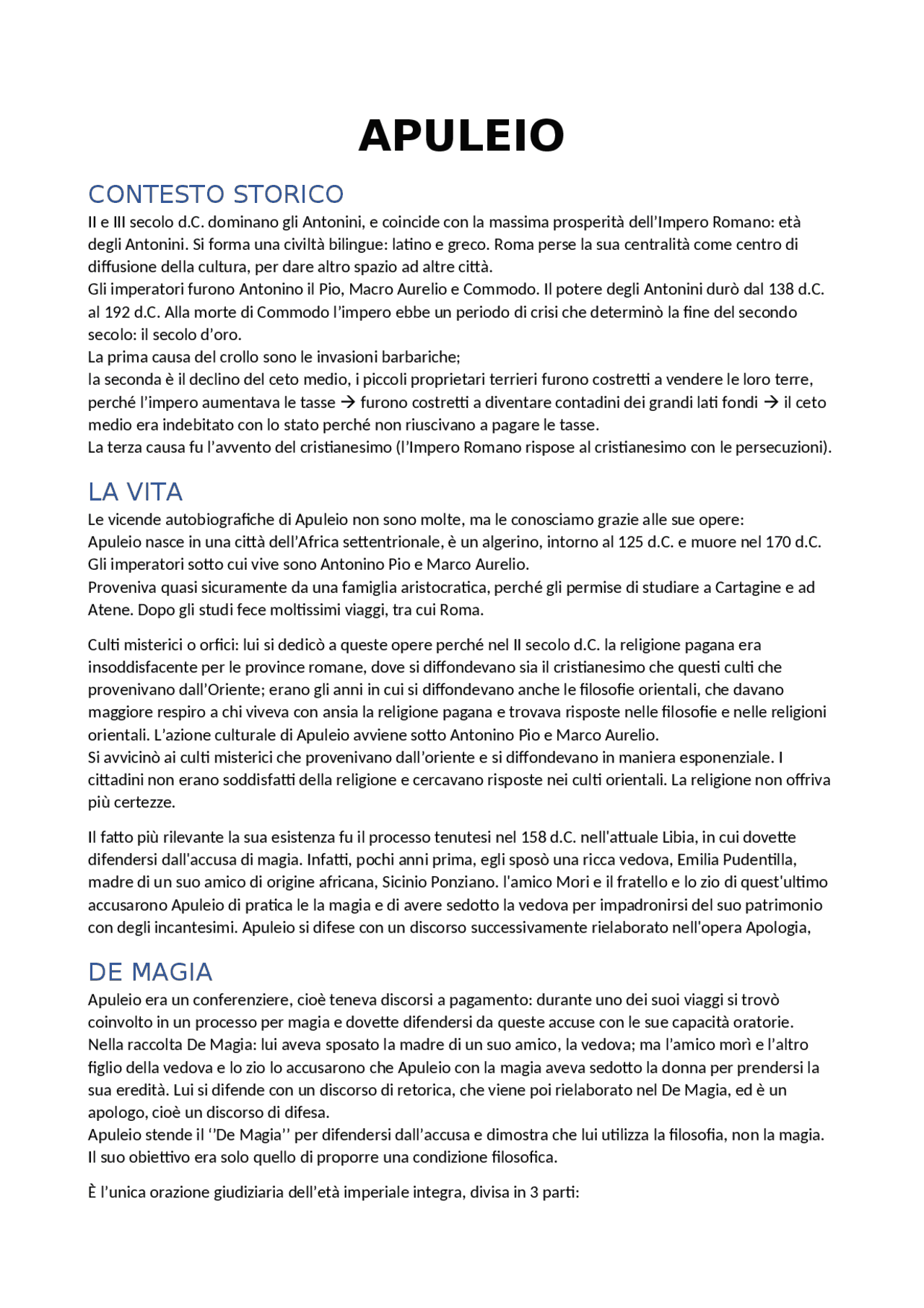 Apuleio: le metamorfosi - Docsity