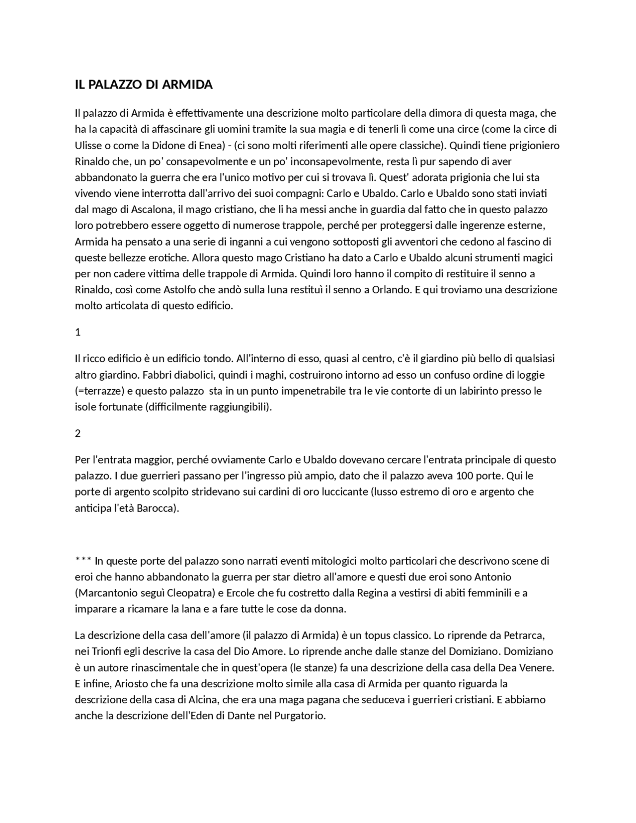 Parafrasi “il palazzo di Armida” | Appunti di Letteratura Italiana ...