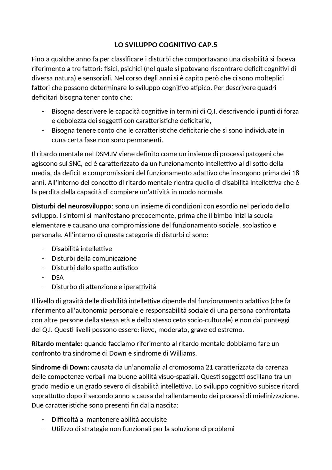 Psicologia Dello Sviluppo Tipico E Atipico Cap 5 6 7 Docsity
