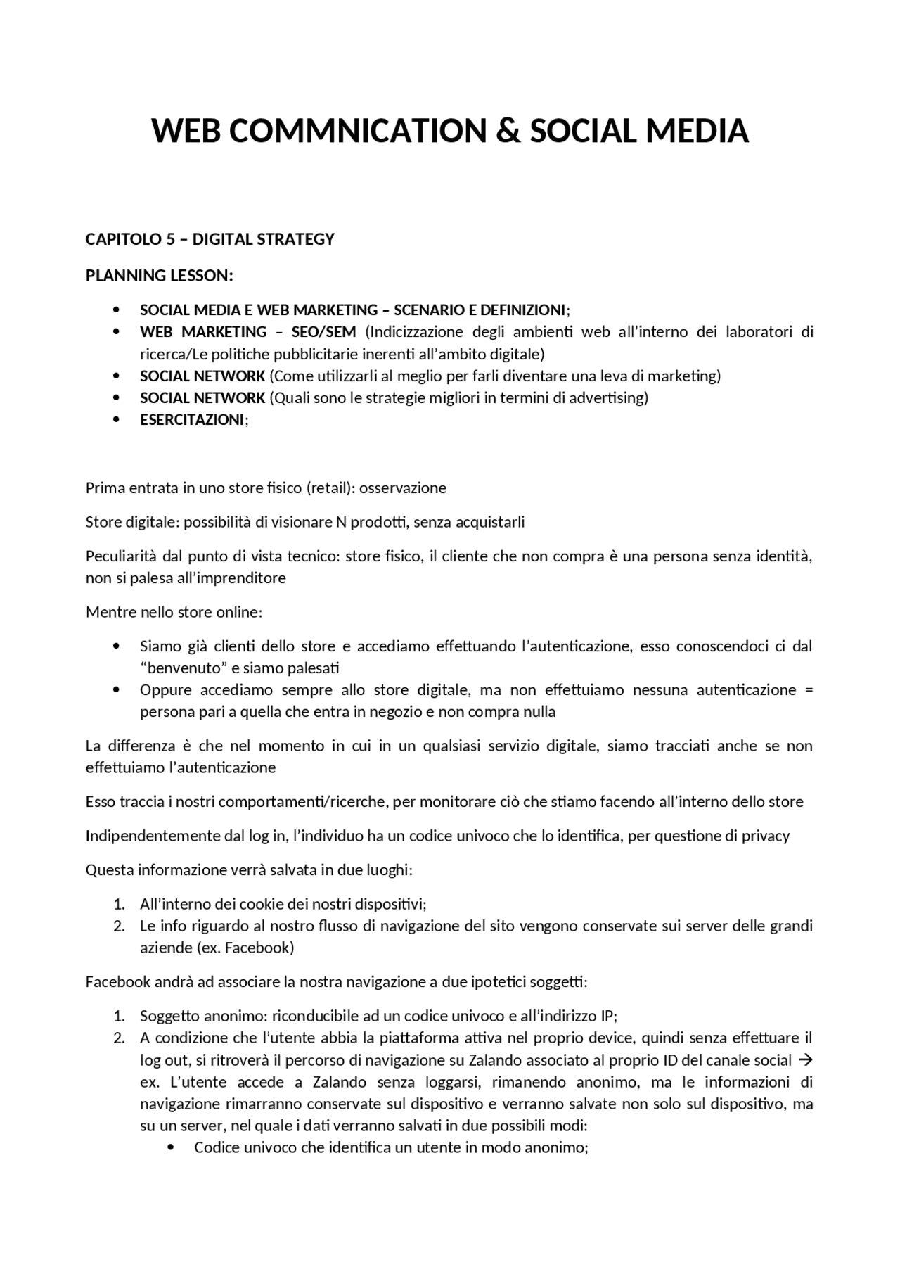 Appunti Web Communication Social Media Docsity