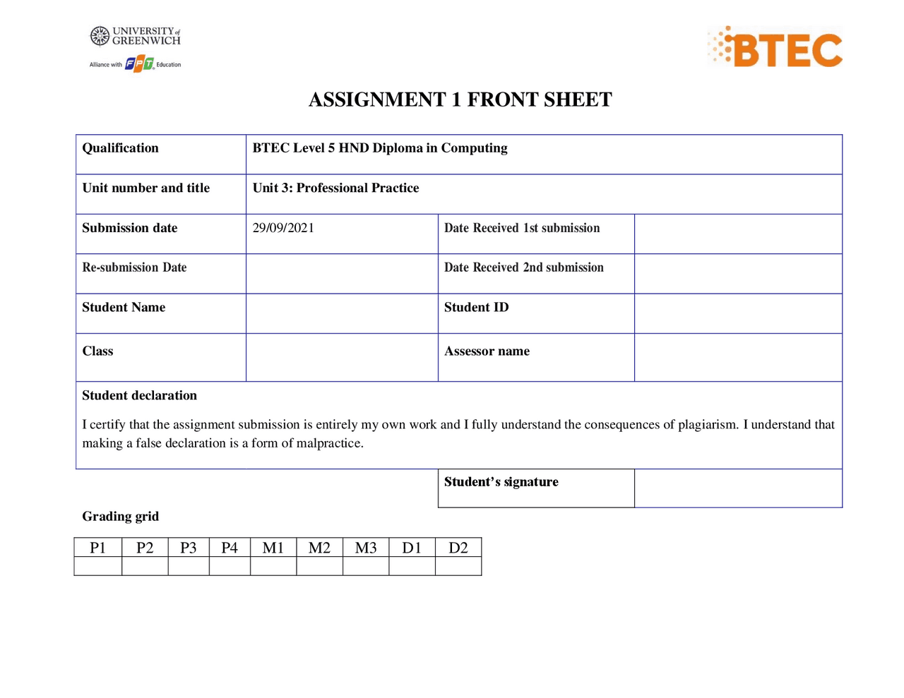 Assignment 1 Professional Practice Docsity