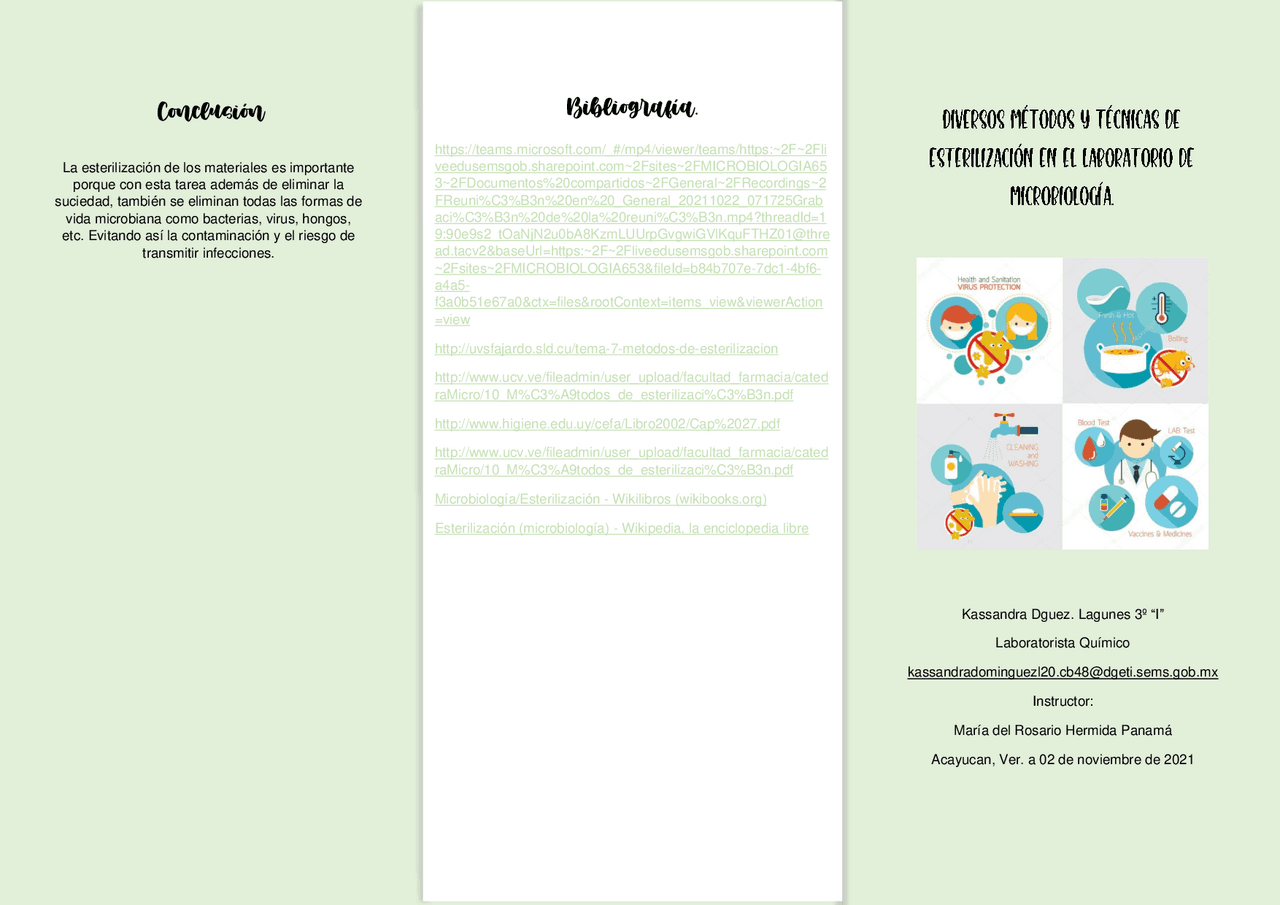 Tríptico Diversos Métodos Y Técnicas De Esterilización Docsity