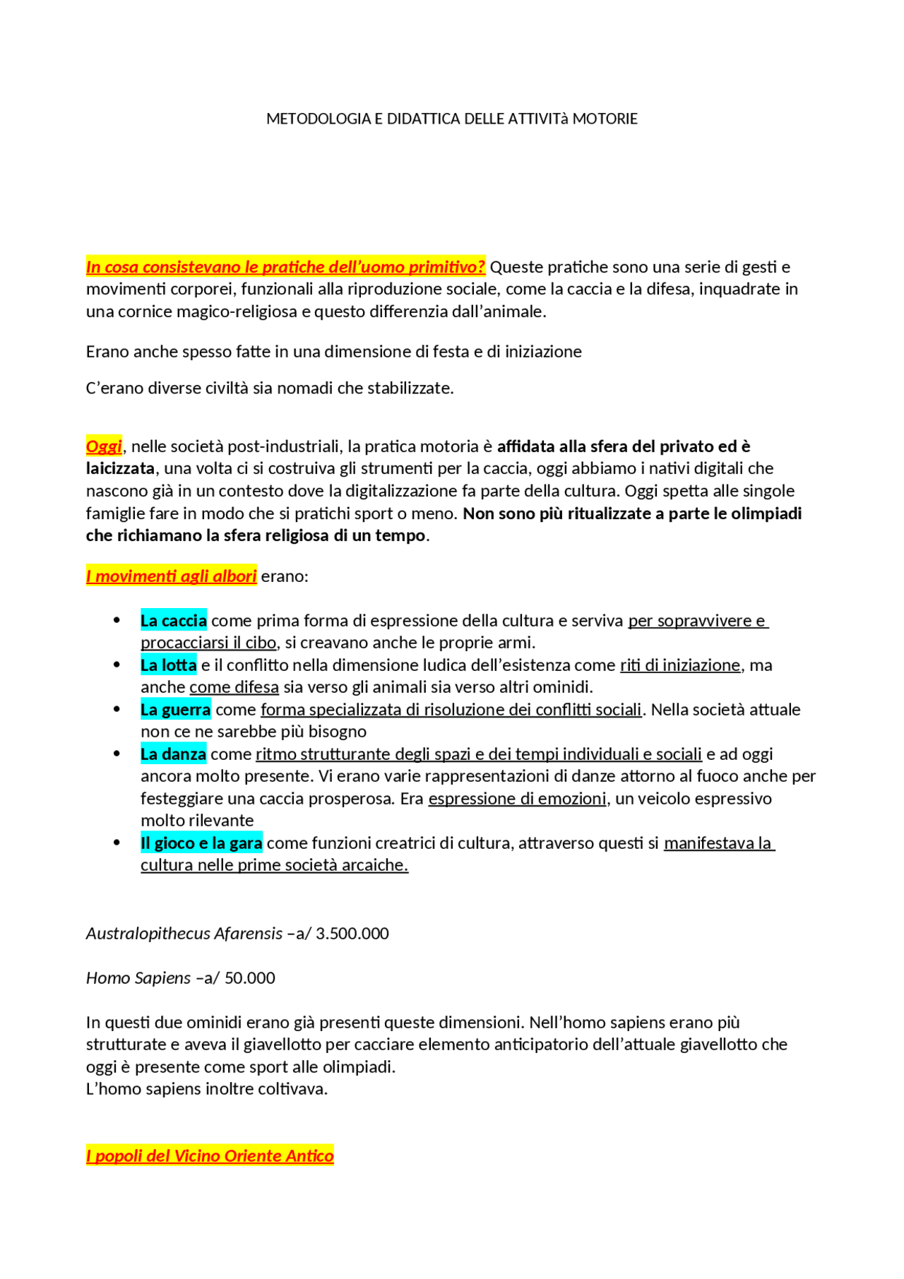 Riassunto Intero Programma Appunti Di Scienze Motorie Docsity