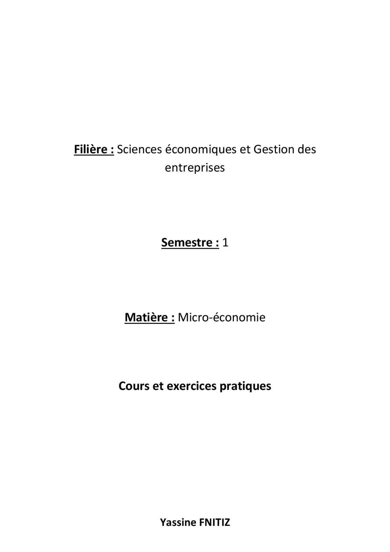Exercice Microéconomie Docsity