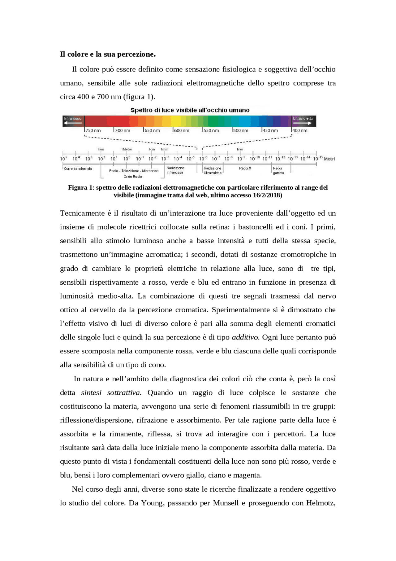 Colorimetria Riassunto Sintesi Del Corso Di Arte Docsity