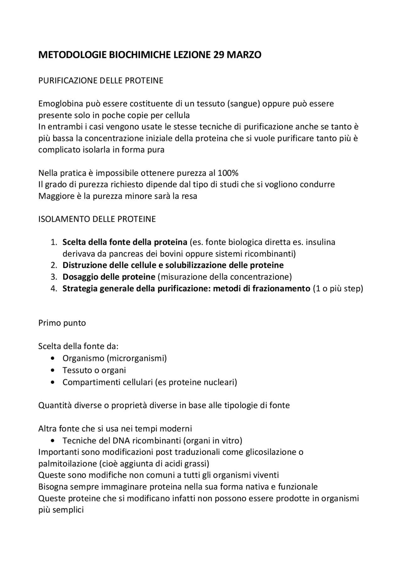 Metodologie Biochimiche Docsity