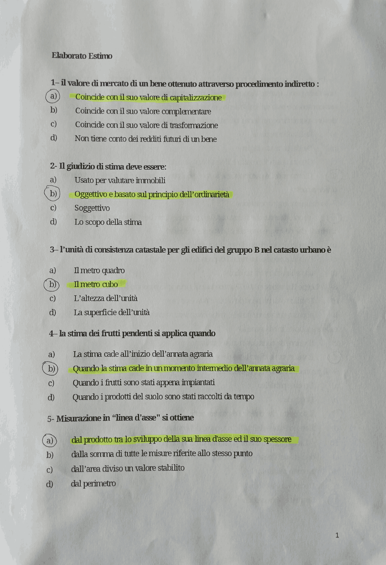 Elaborato Di Estimo Corretto E Superato Docsity