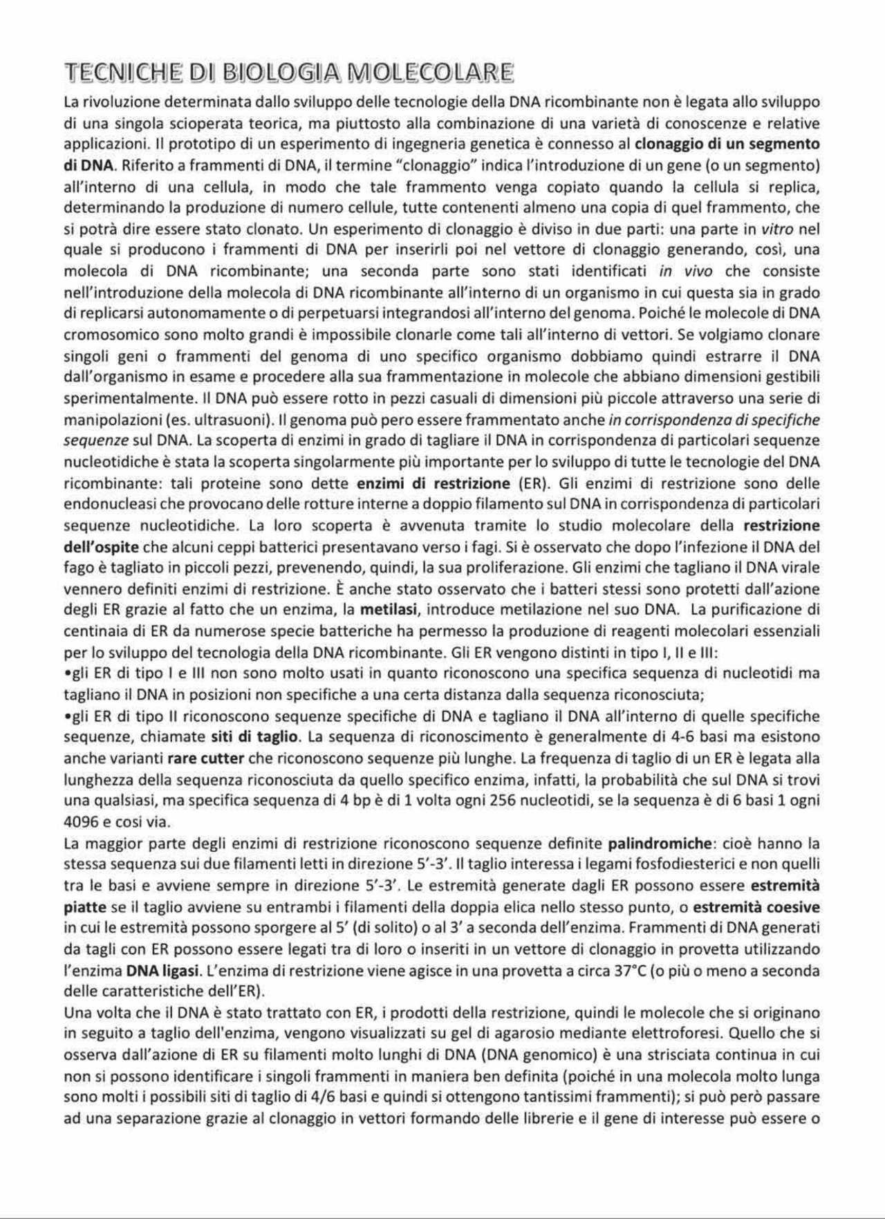 Tecniche Di Laboratorio Biologia Molecolare Docsity