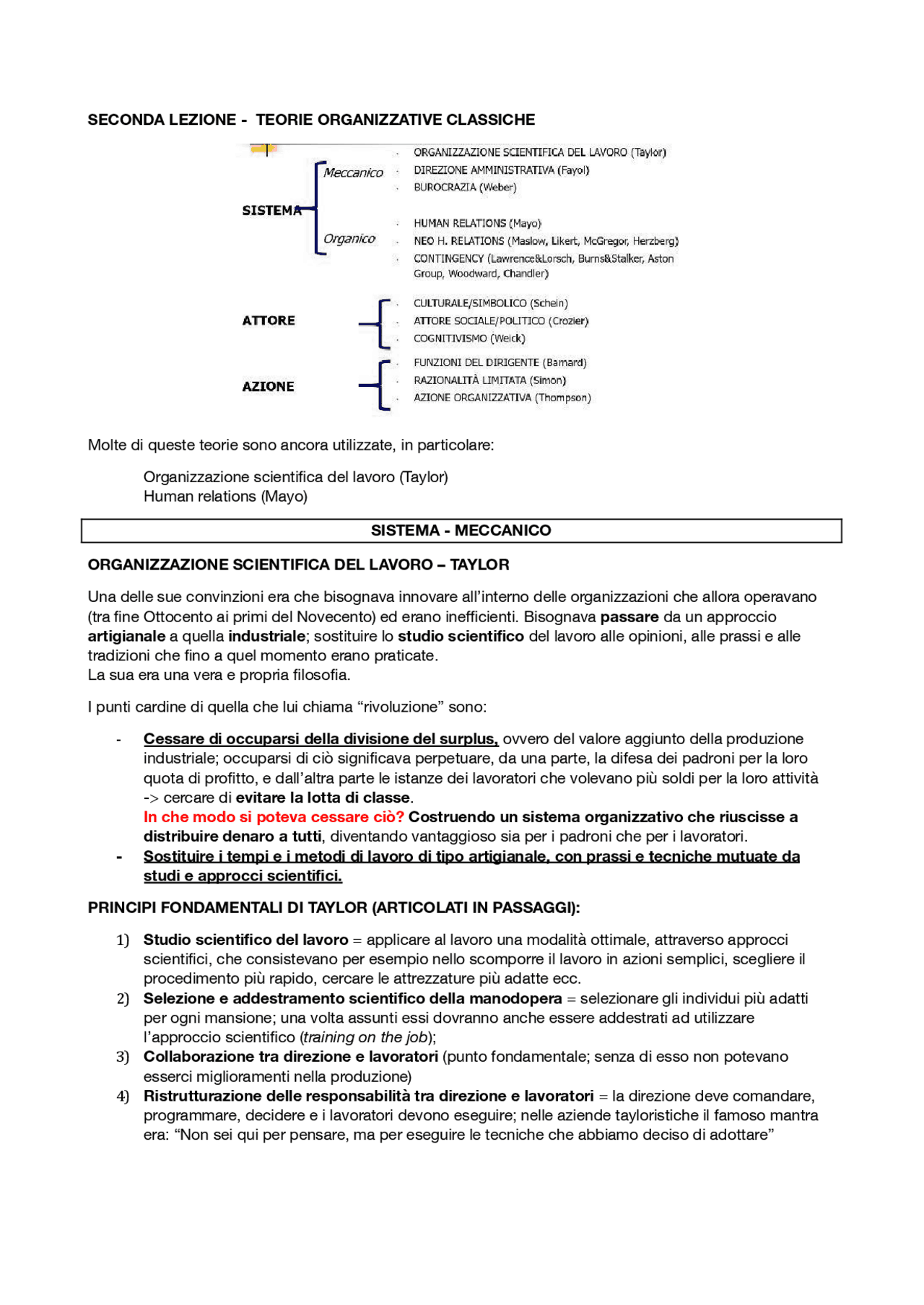 Le Teorie Classiche Dellorganizzazione Aziendale Docsity