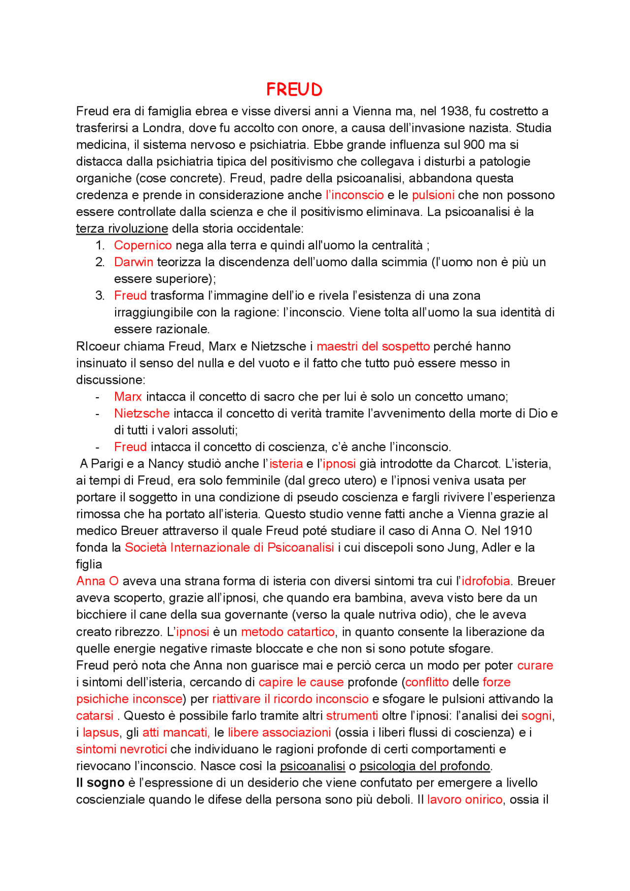 Vita E Pensiero Di Freud Docsity