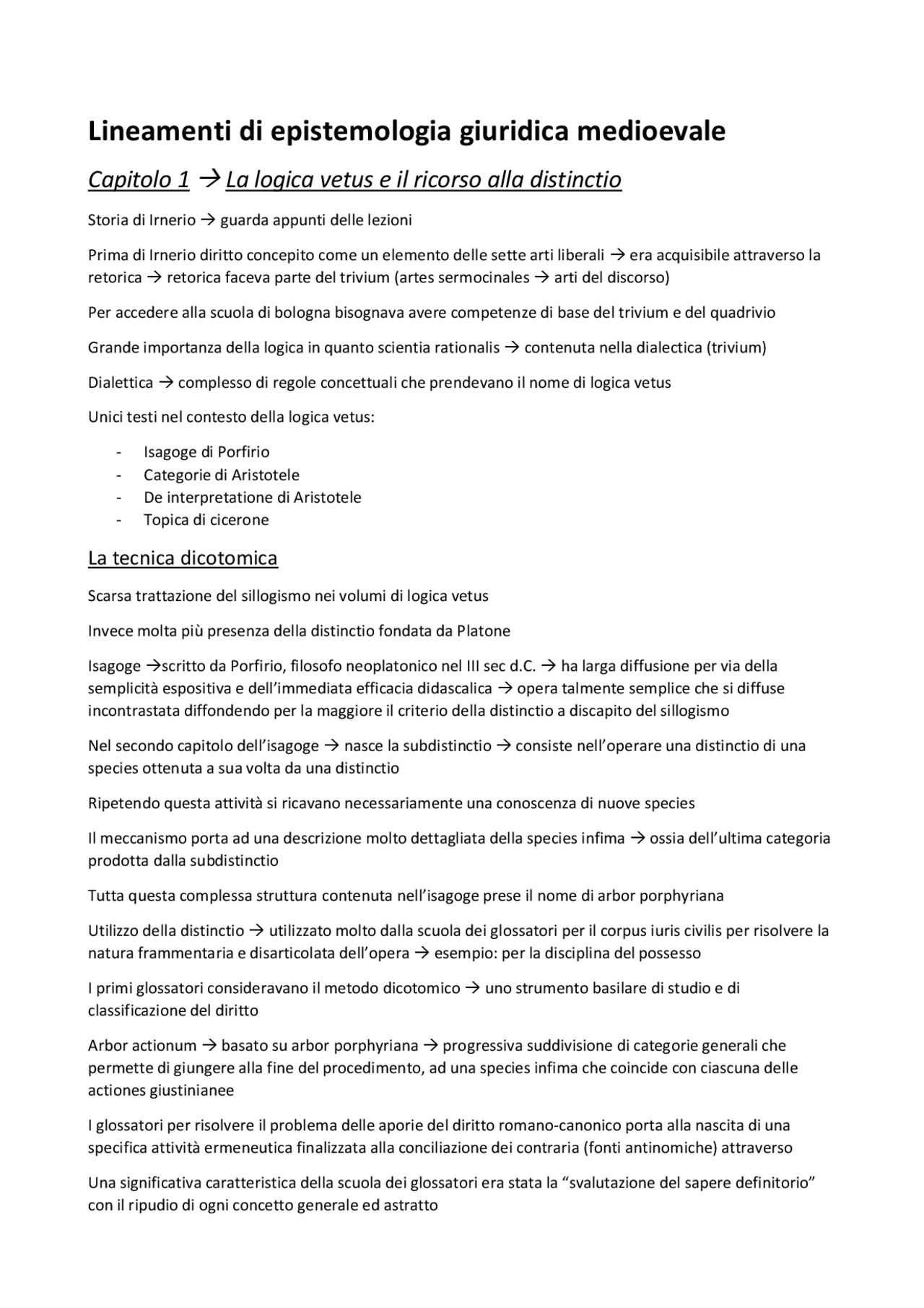 Sintesi di "lineamenti di epistemologia giuridica medievale" di Andrea ...