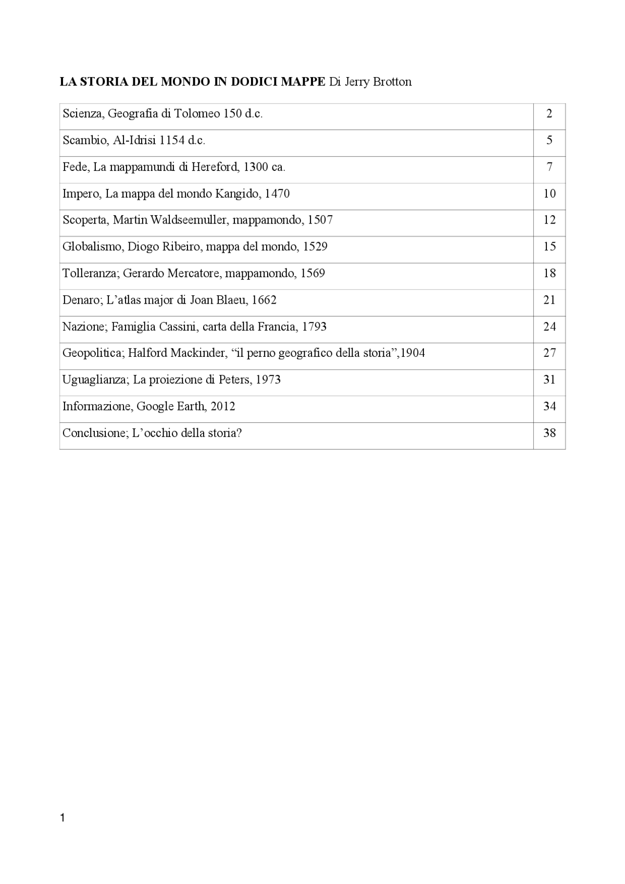 La Storia Del Mondo In Dodici Mappe Di Jerry Brotton Docsity