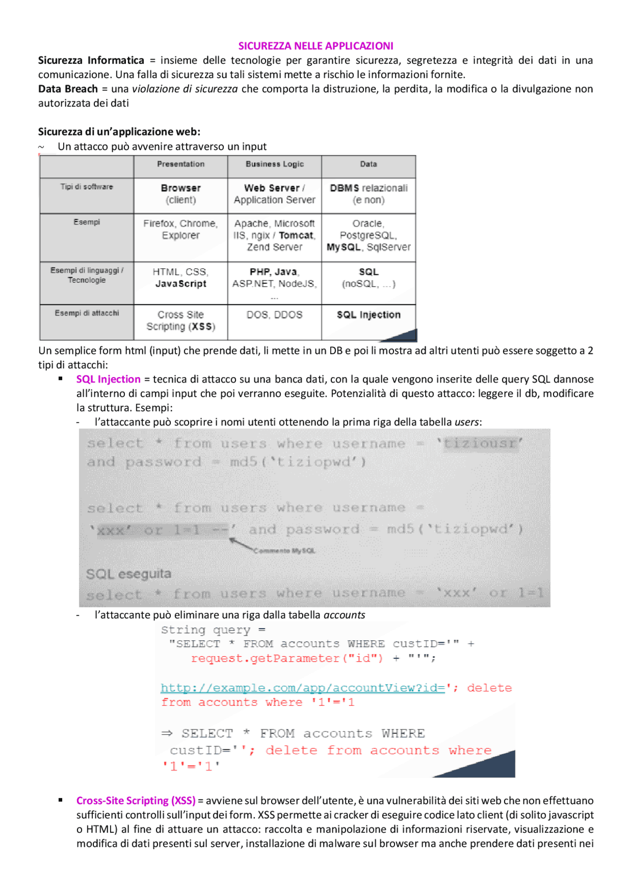 Sicurezza Nelle Applicazioni Docsity