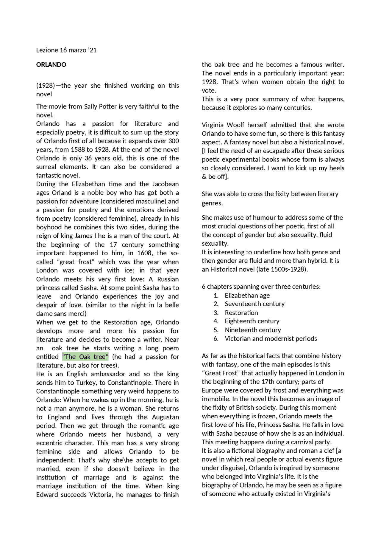 Virginia Woolf Orlando - Docsity